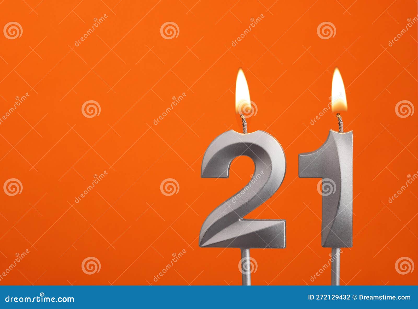 Candle Number 21 - Birthday in Orange Background Stock Photo - Image of ...