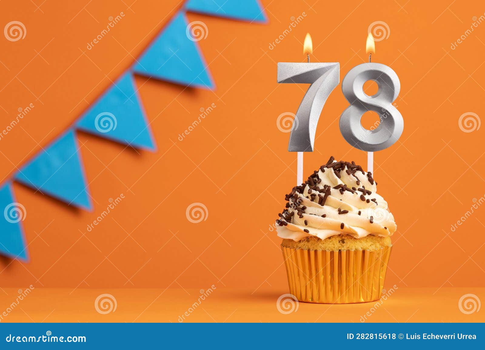 Candle Number 78 - Cake Birthday in Orange Background Stock ...
