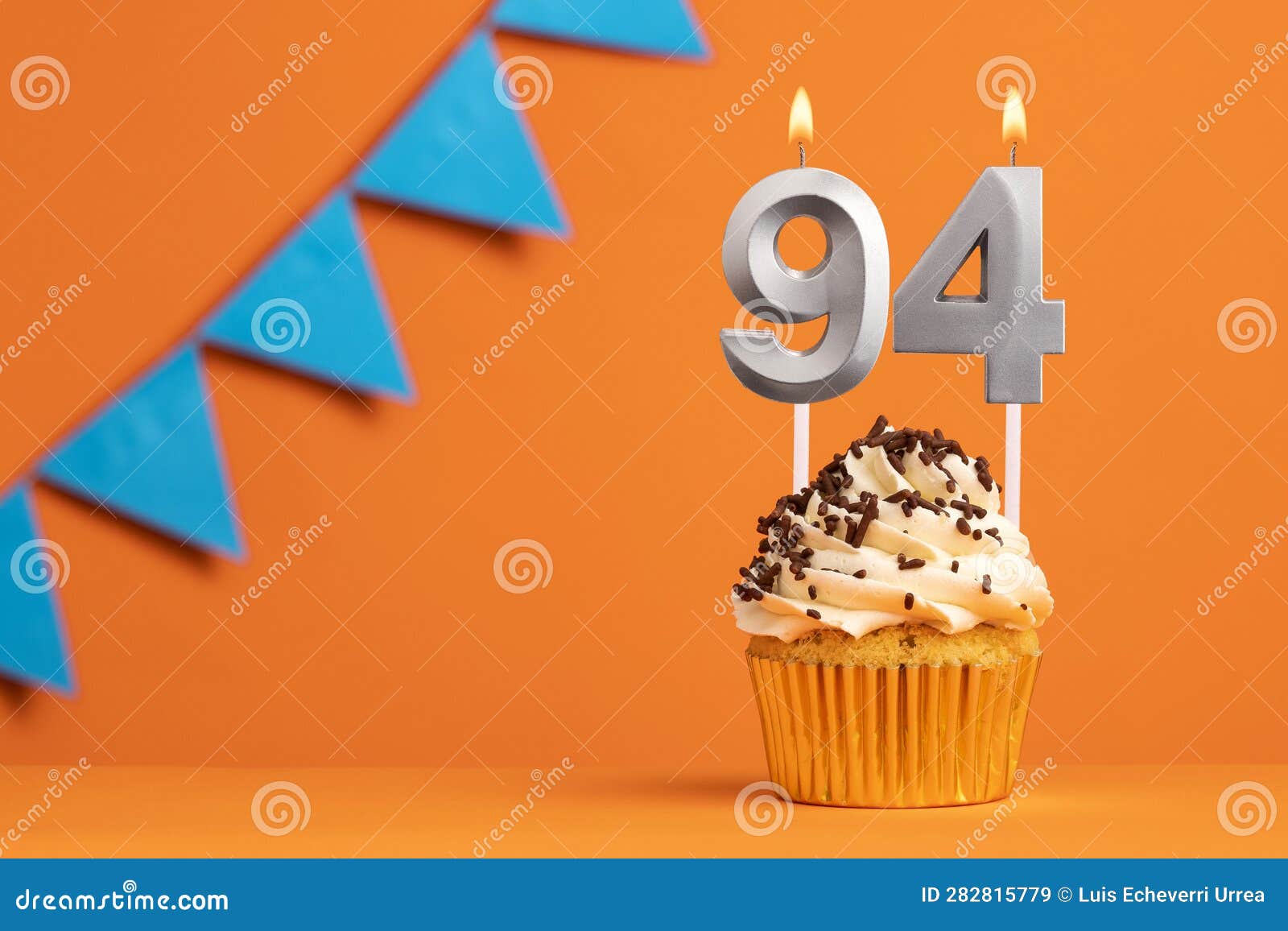Candle Number 94 - Cake Birthday in Orange Background Stock ...