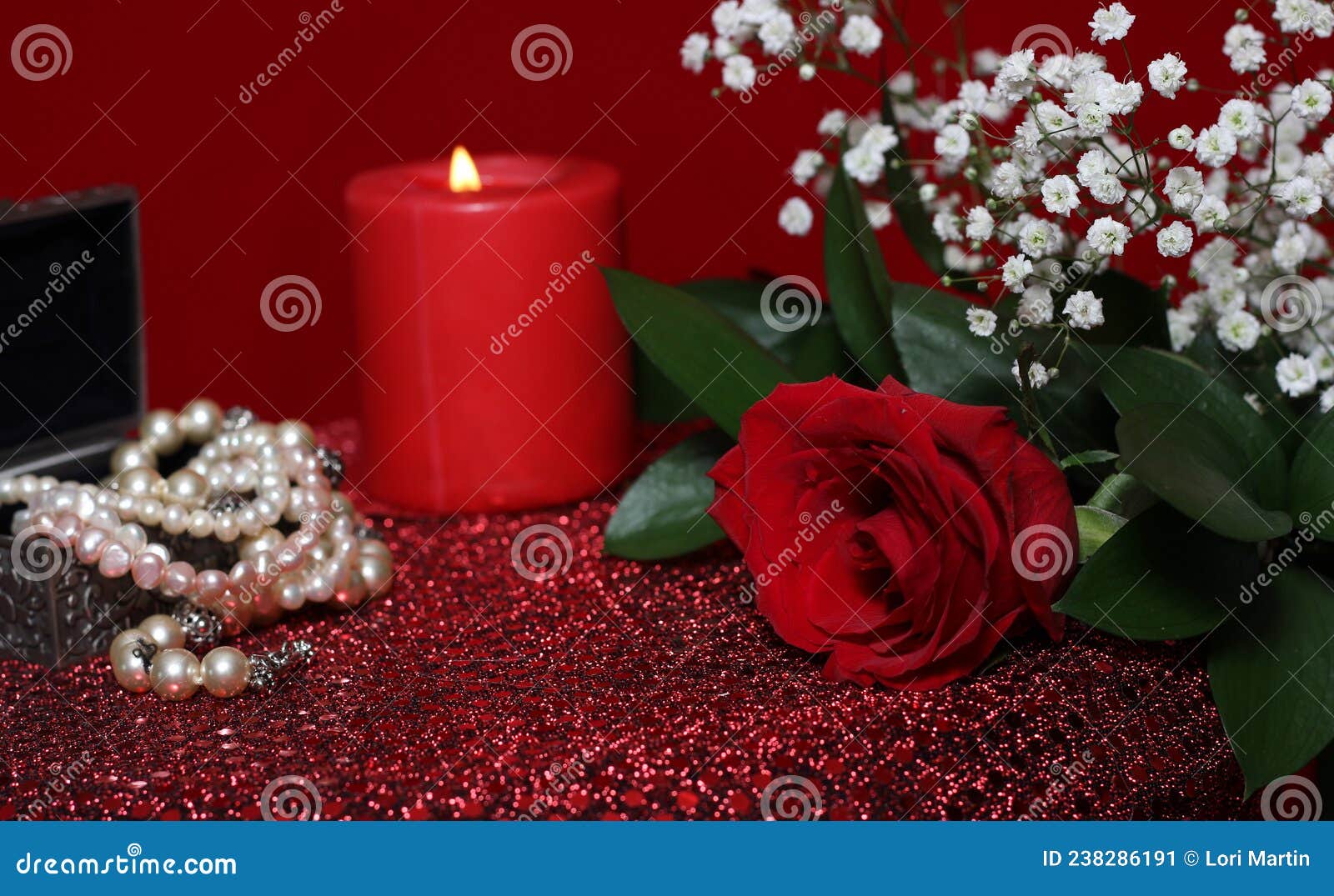 Candle and Rose with Perfume on Red Velvet Stock Image - Image of ...