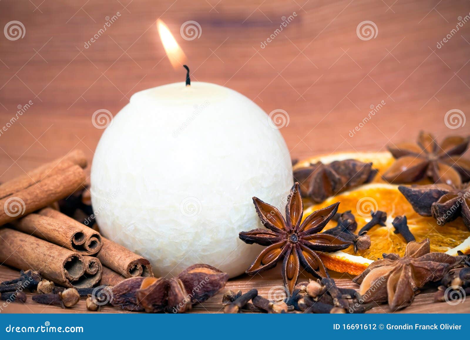 Candle and spices stock photo. Image of fragrant, round - 16691612