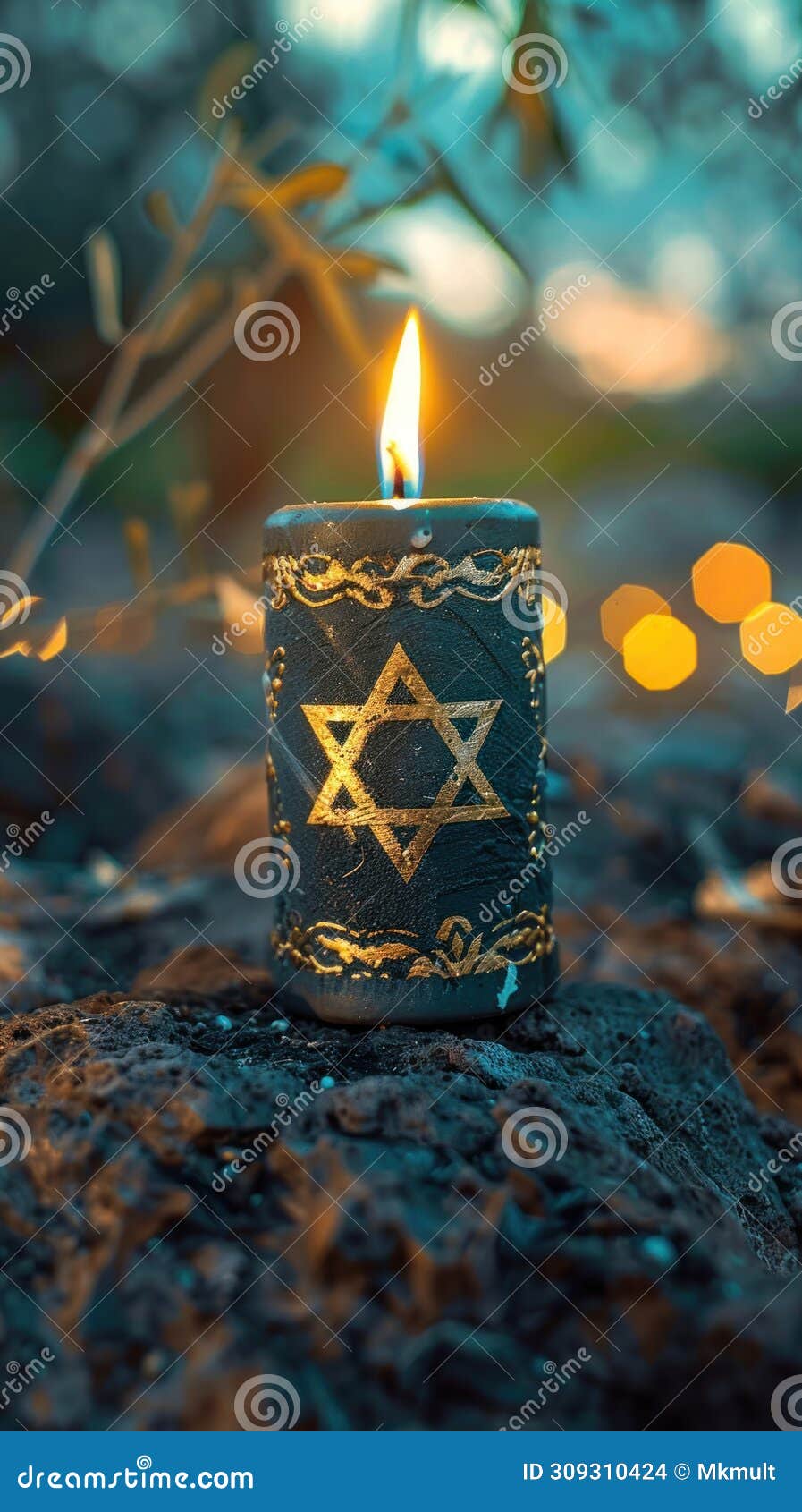 Candle with Star of David stock illustration. Illustration of religious ...