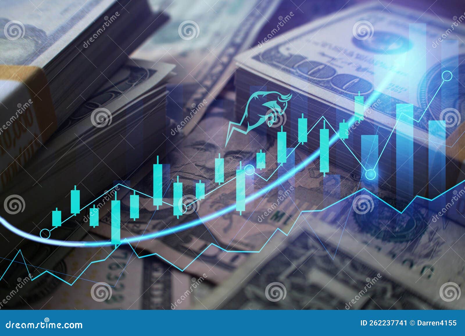 Candle Stick Chart of a Bull Market Stock Image - Image of economy ...