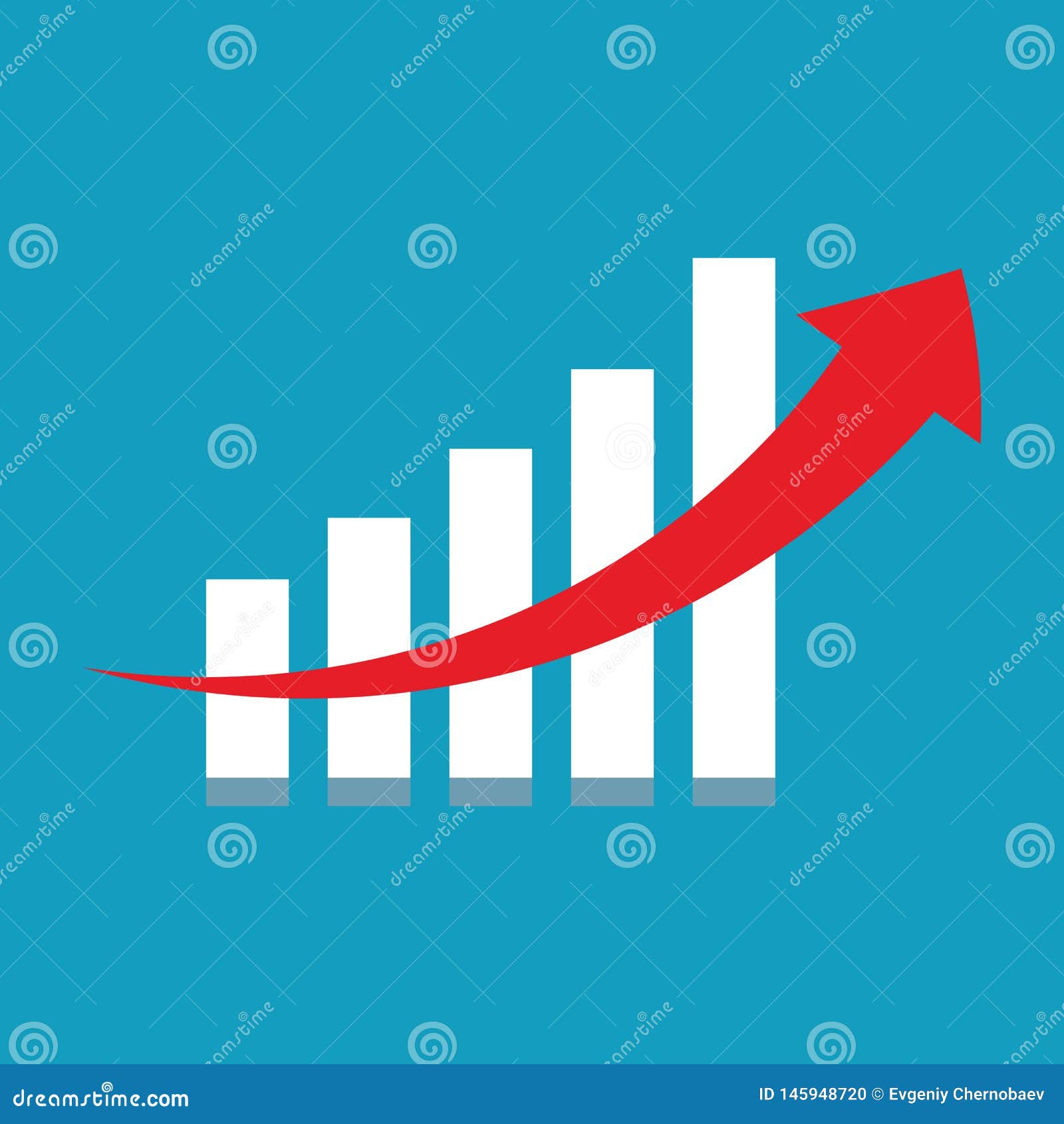 Candle Stick Graph Chart with Red Arrow Up. Graph Chart Vector Icon ...