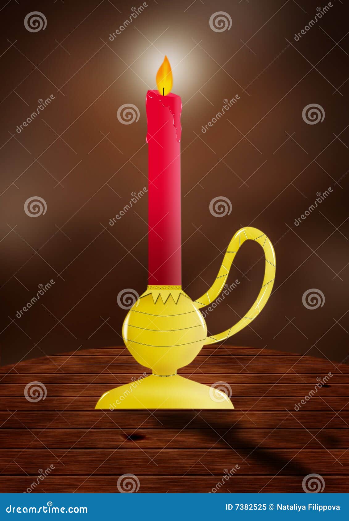 Candle on table stock illustration. Illustration of christmas - 7382525