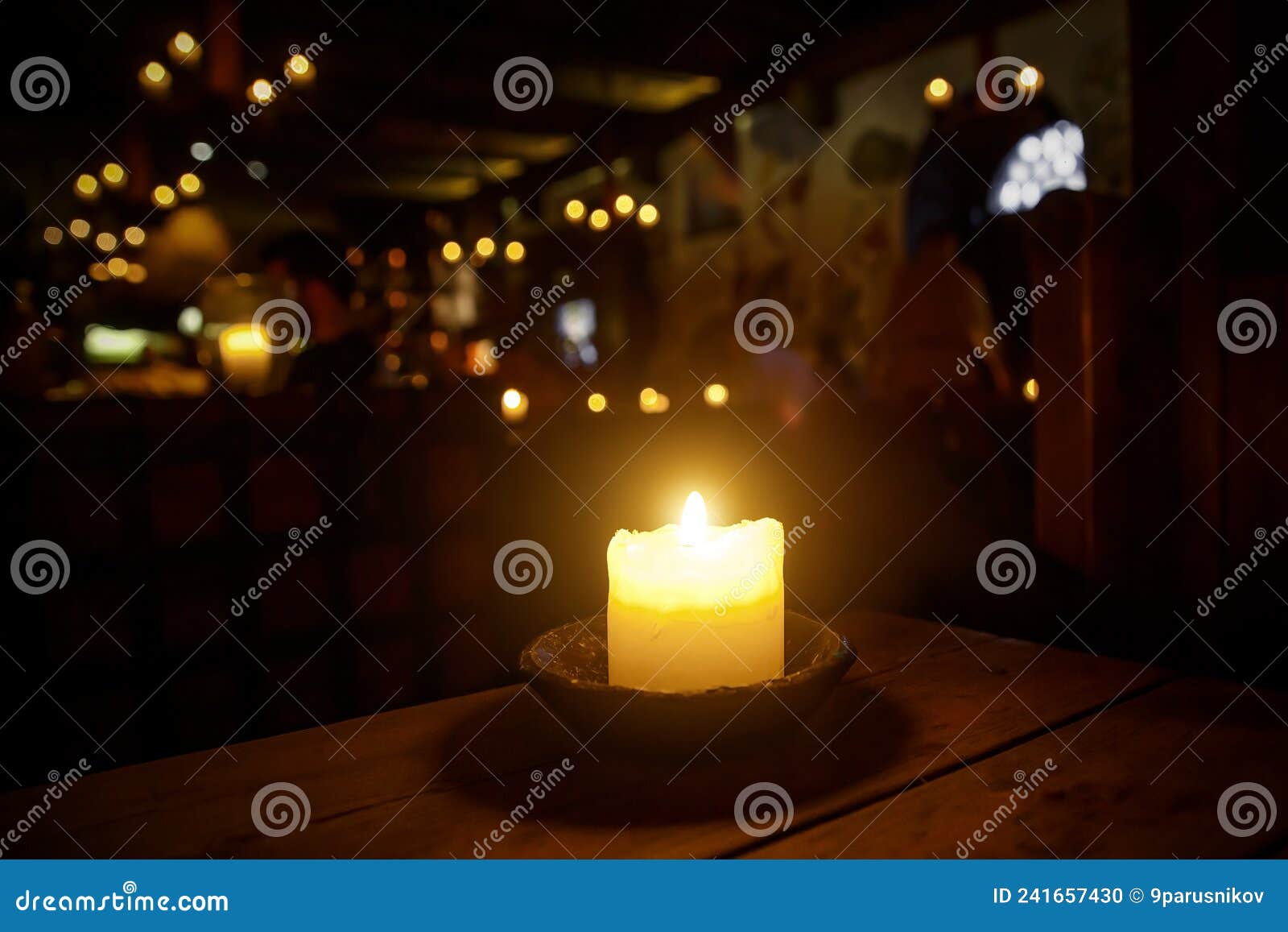 Candle on a Table in a Medieval Tavern. Stock Photo - Image of basement ...