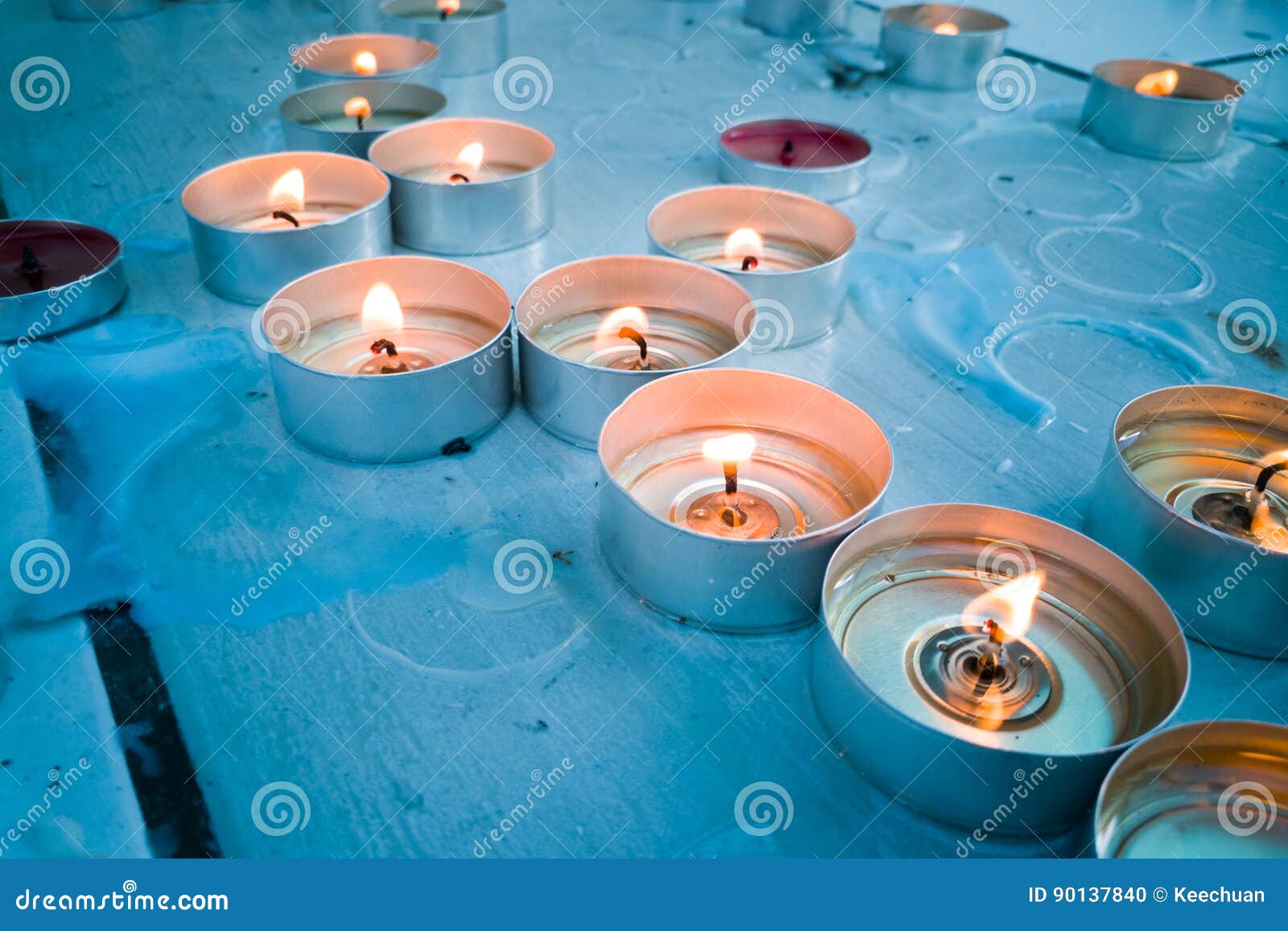 Candle Tea Lights on Church Altar Stock Photo - Image of fire ...