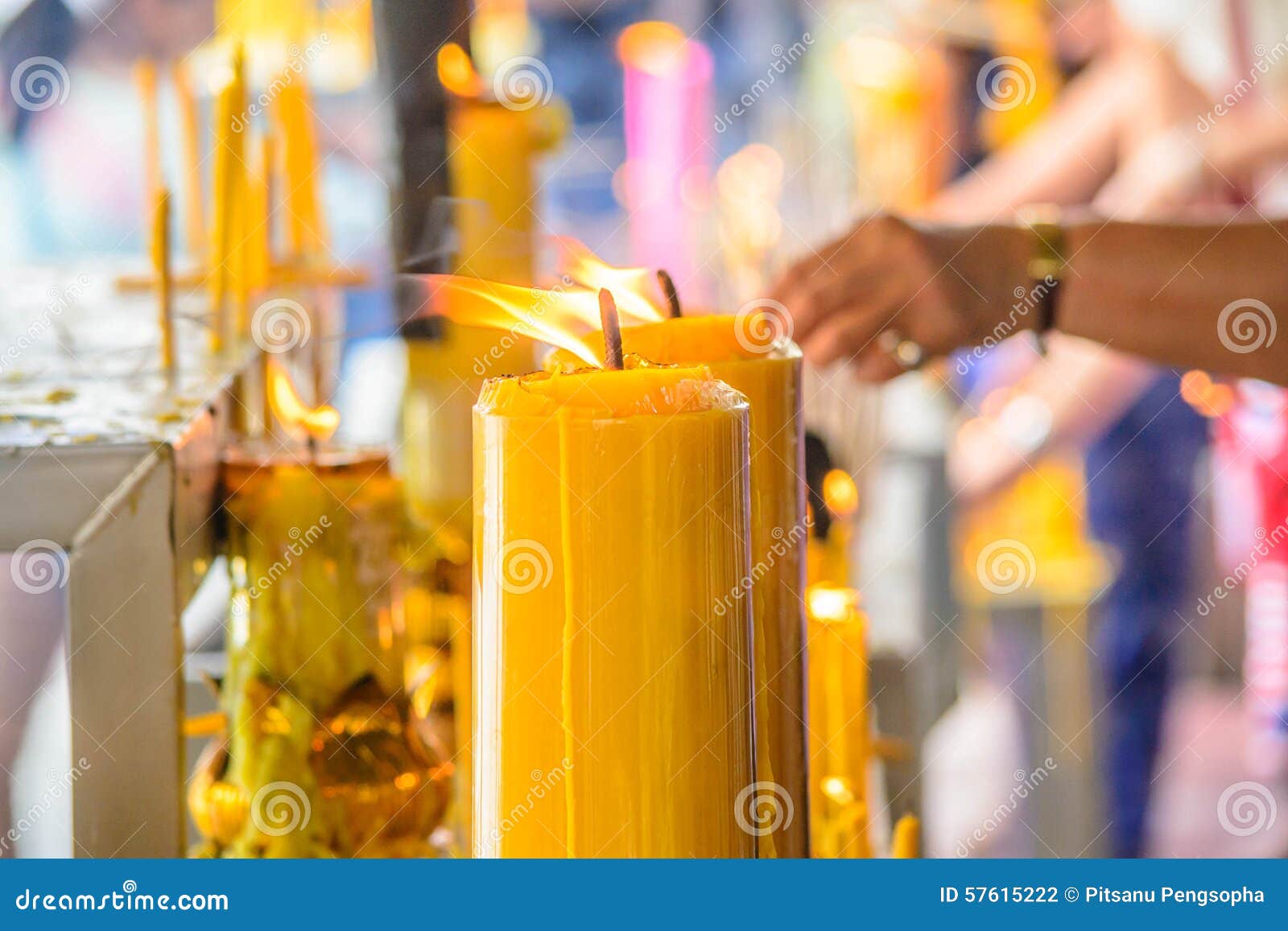 Candle in temple stock photo. Image of decoration, aromatherapy - 57615222