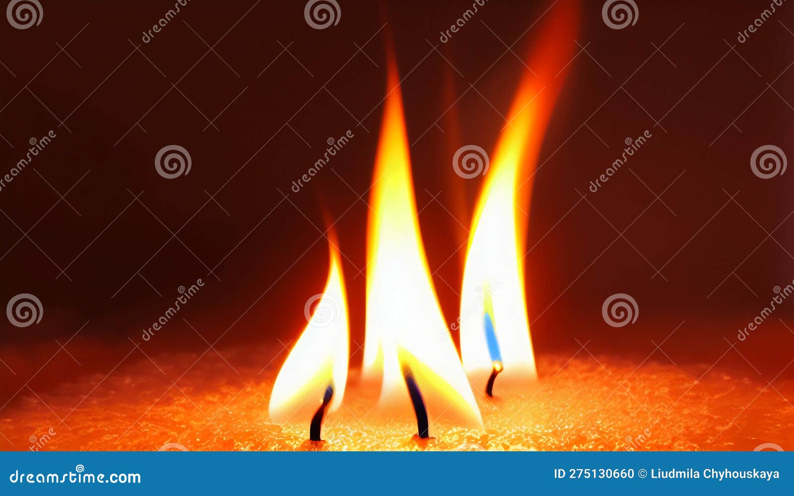 A Candle with Three Burning Wicks on the Table in a Romantic Setting. a ...