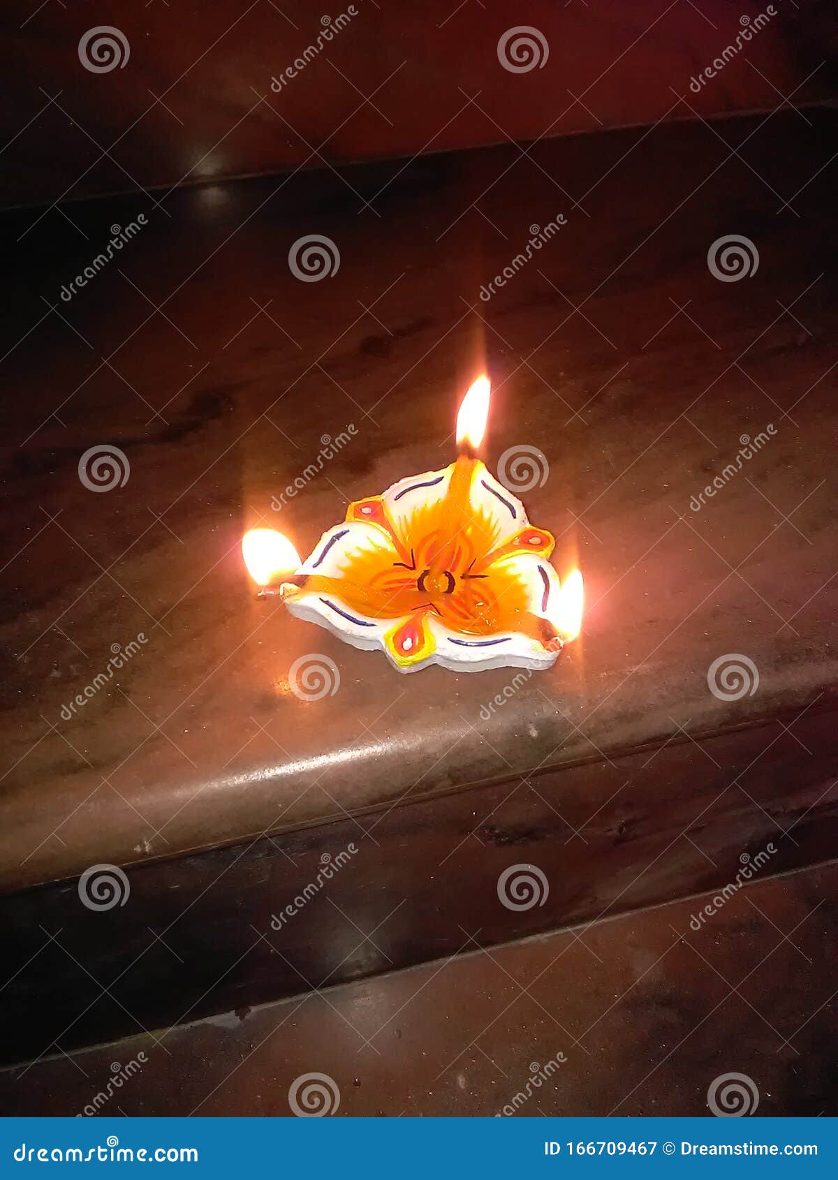 A Candle with Three Skyers `deepak with 3 Bati` Stock Image - Image of ...