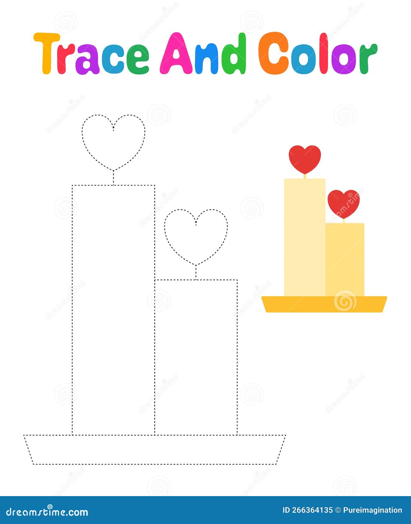 Candle Tracing Worksheet for Kids Stock Vector - Illustration of hand ...