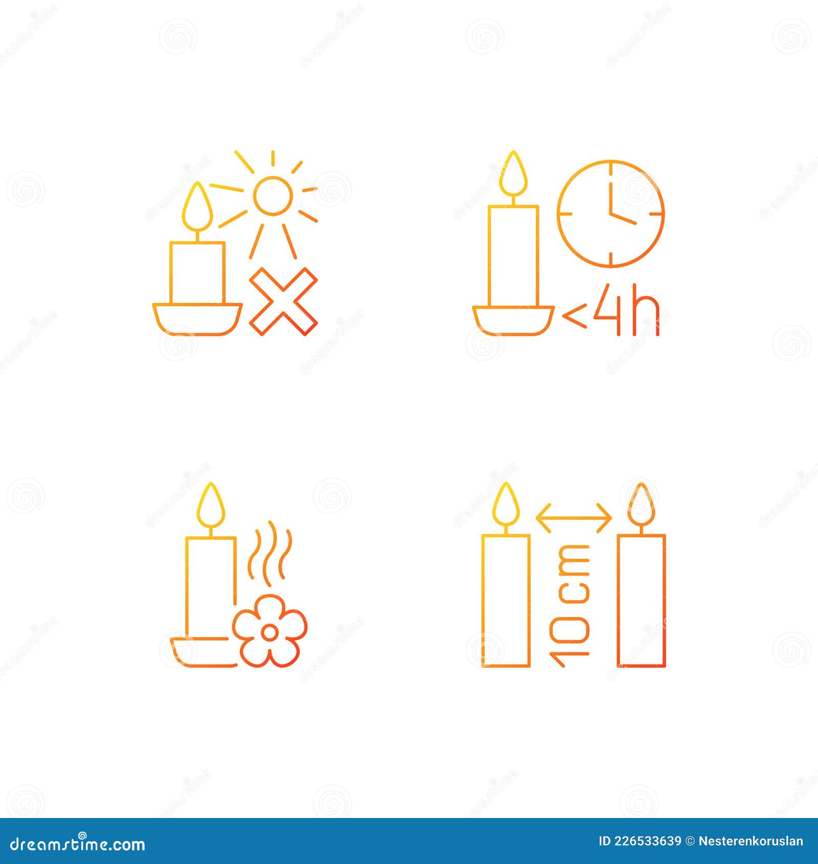 Candle Warning Label Gradient Linear Vector Manual Label Icons Set ...