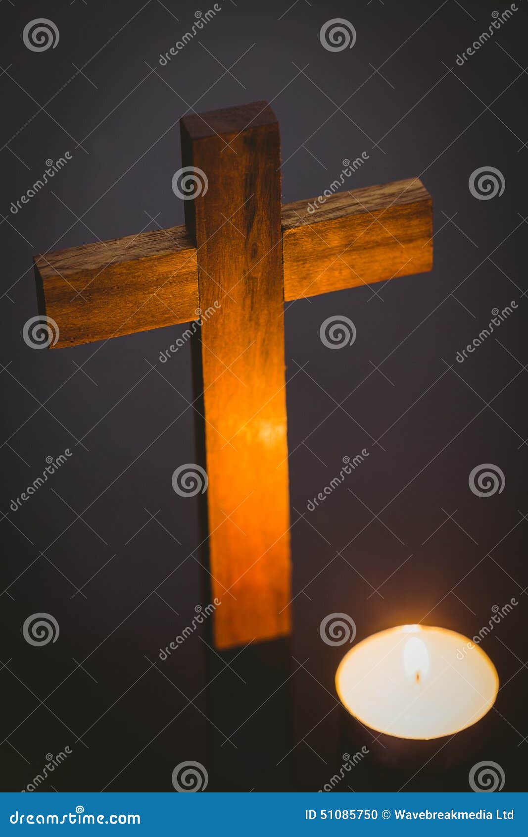 Candle and wooden cross stock photo. Image of witness - 51085750