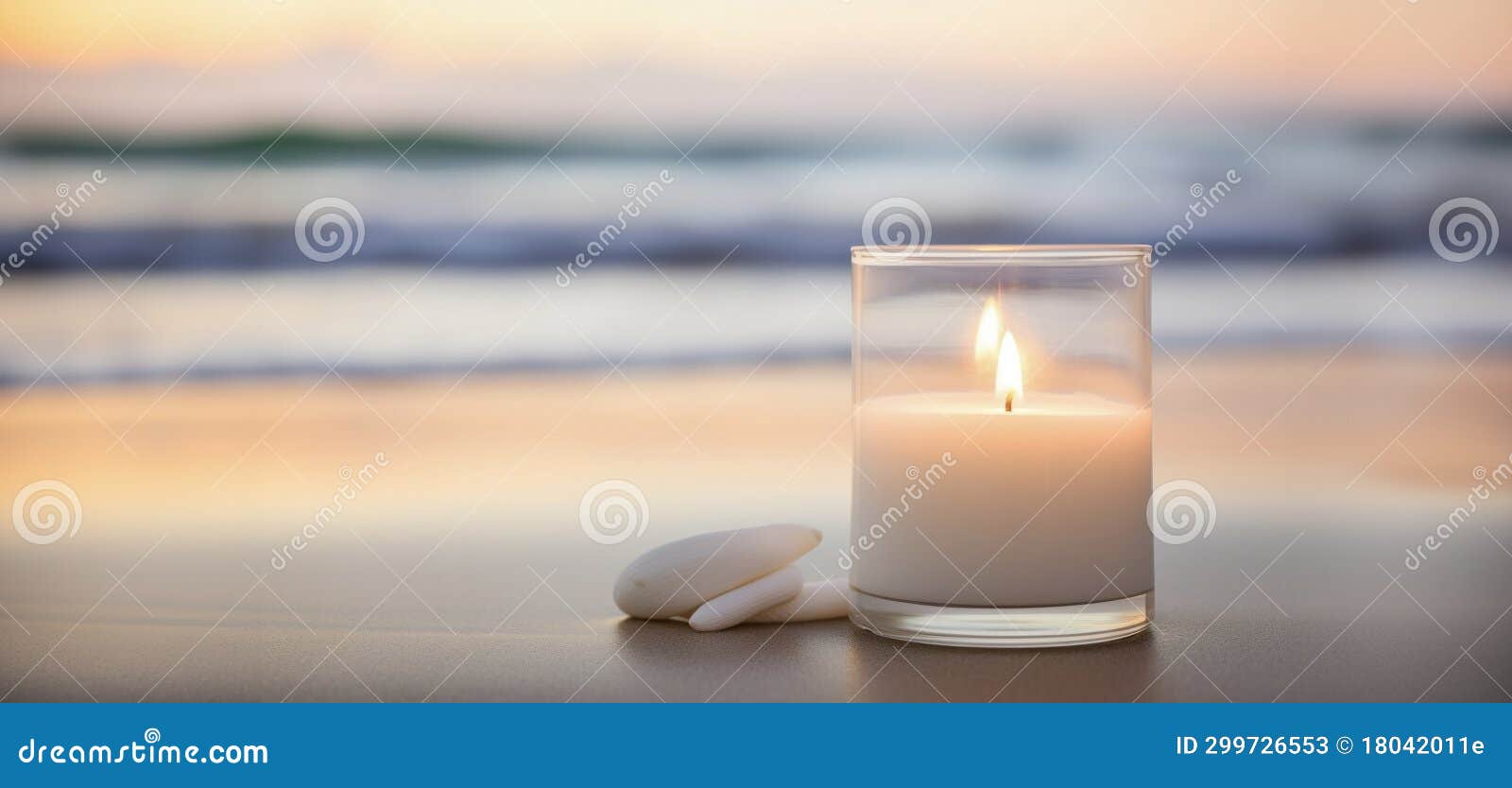 Candlelight on a Beach at Dusk, a Symbol of Peace and Reflection during ...