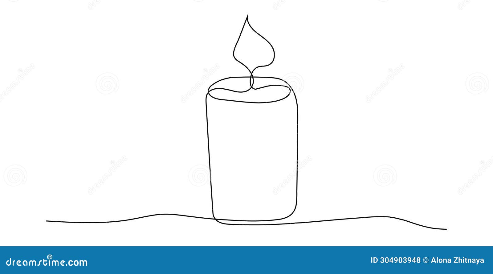 Candlelight Linear, Candle with Flame Continuous Line, Simple Doodle ...