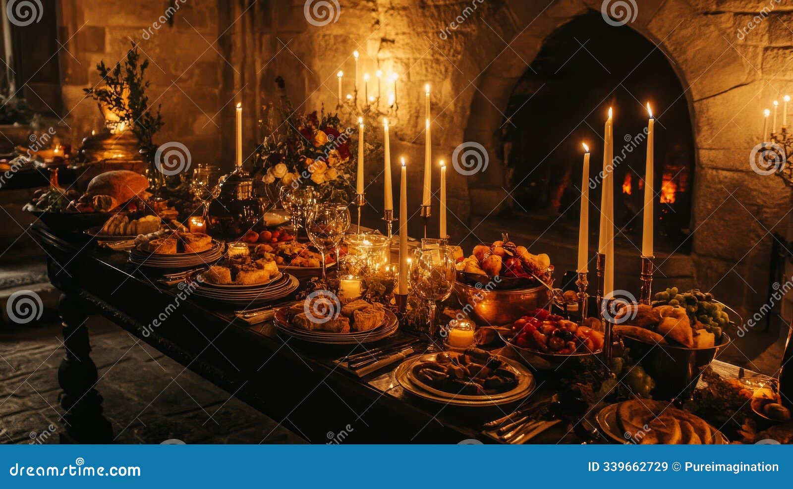 Medieval Feast A Person At A Grand Feast With Knights Jesters An ...