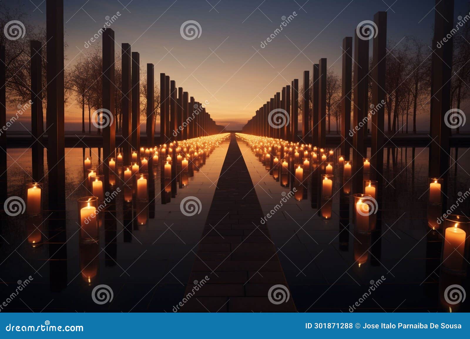 Candlelit Remembrance Pathway At Dusk A Stock Image | CartoonDealer.com ...
