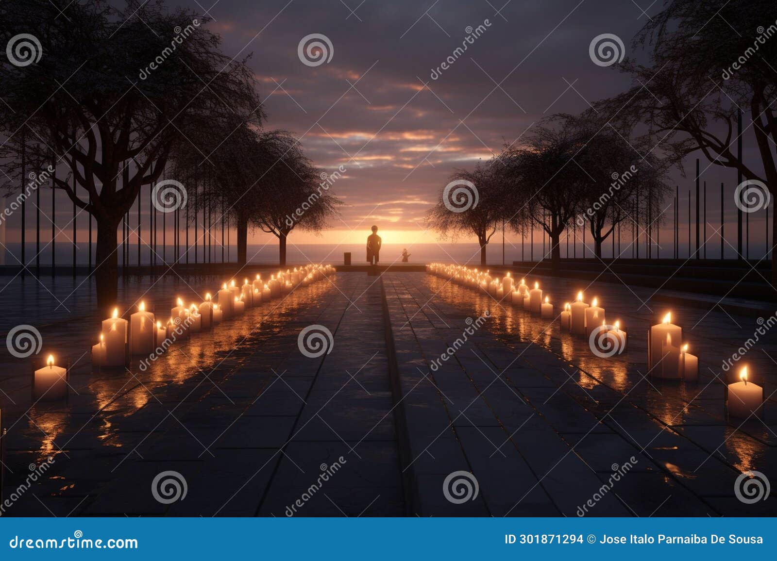 Candlelit Remembrance Pathway At Dusk A Stock Image | CartoonDealer.com ...