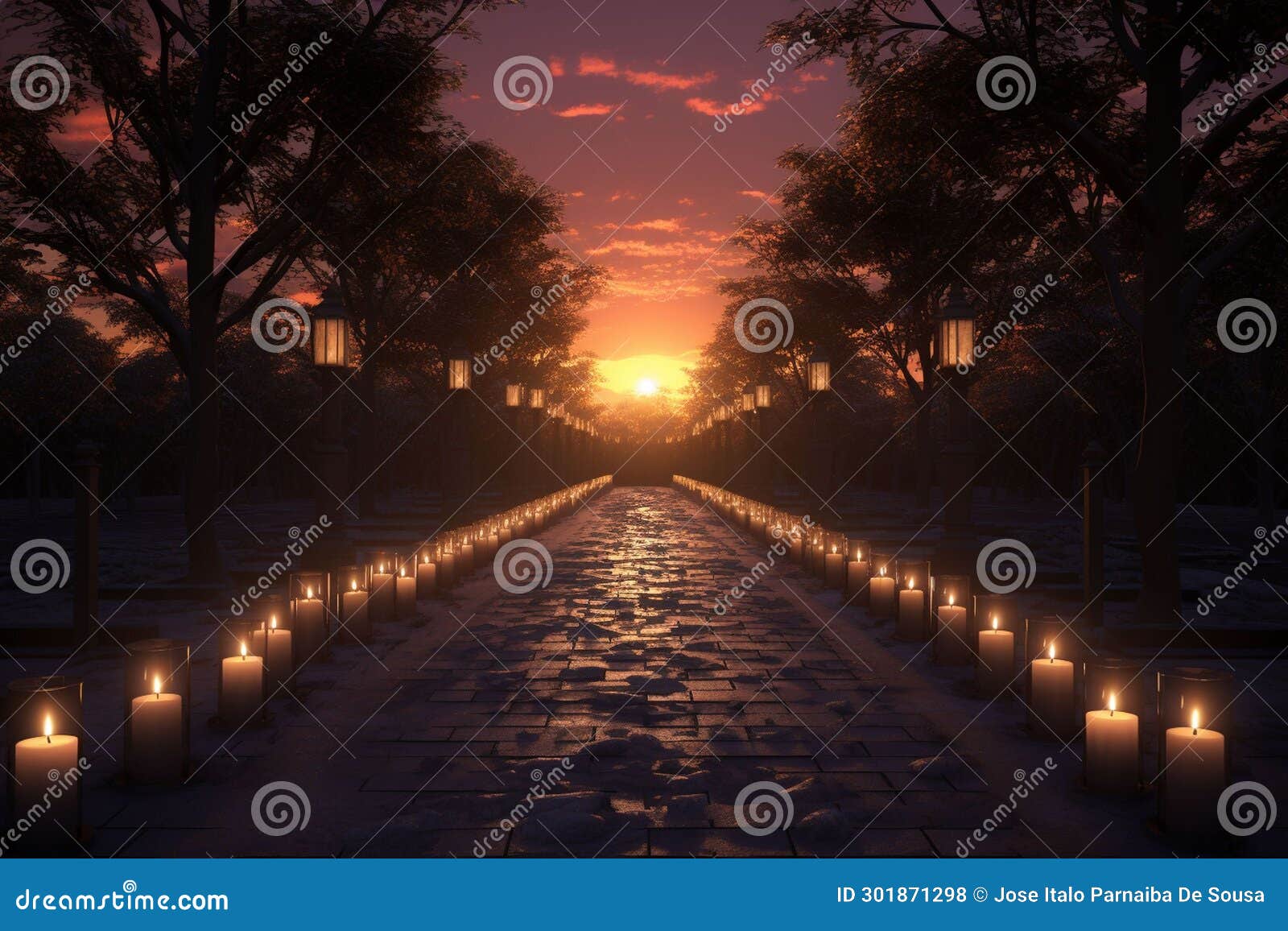 Candlelit Remembrance Pathway At Dusk A Stock Image | CartoonDealer.com ...