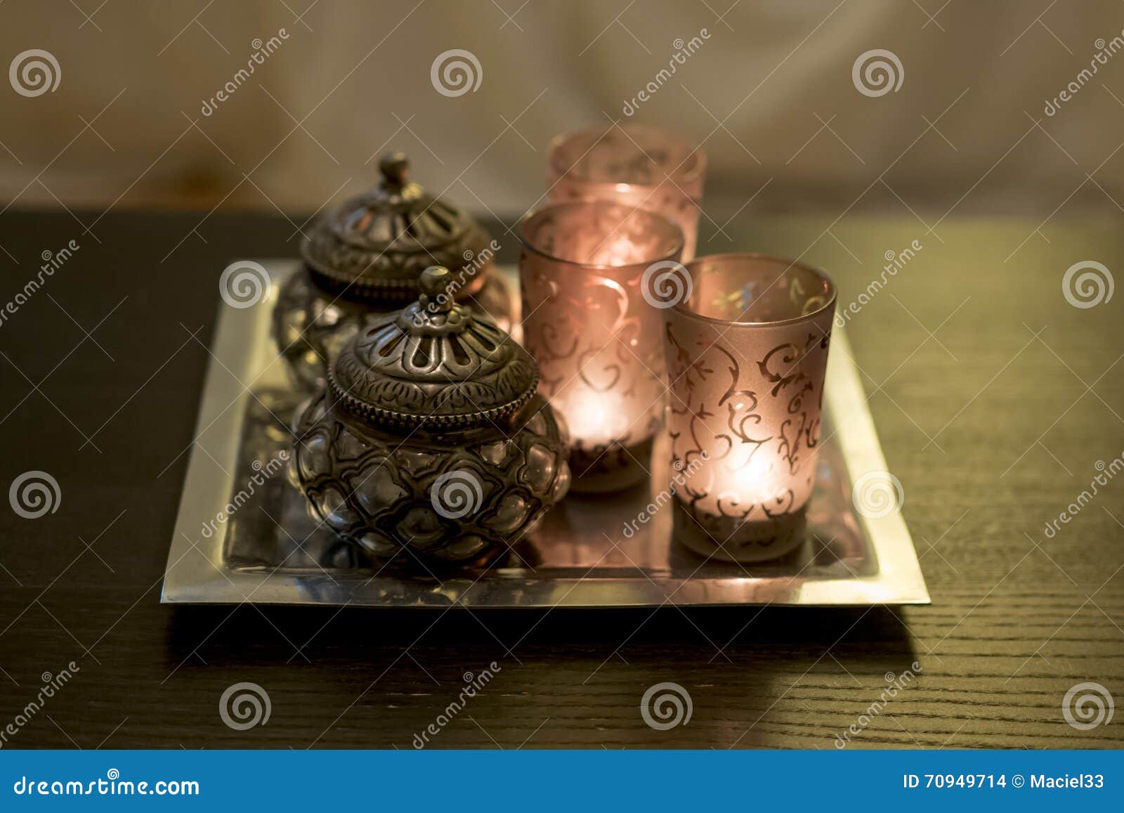 Candles Arabic on Coffee Table Stock Photo - Image of design, home ...
