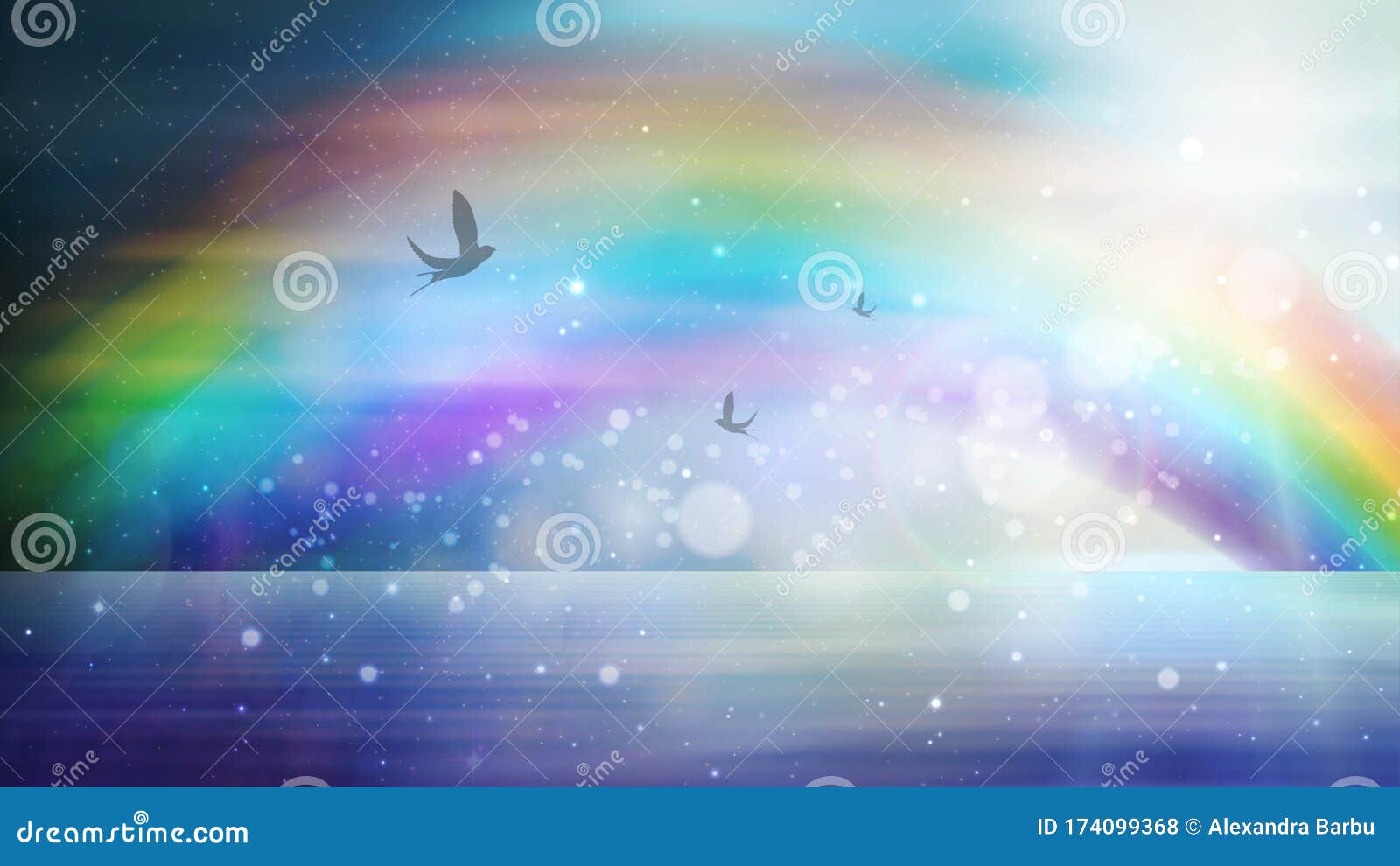 Meditation Blue Water and Rainbow at Sunset, Zen, Spa, Freedom, Peace ...