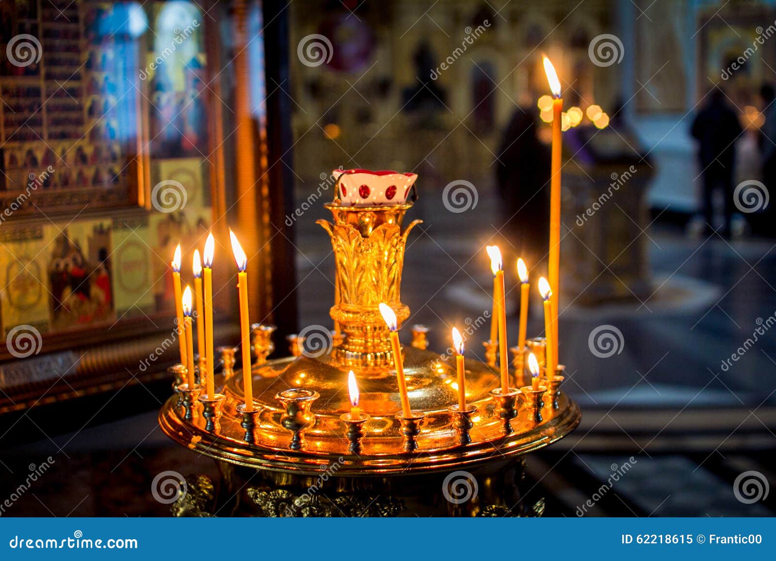 Candles burn in Church stock image. Image of glow, church - 62218615