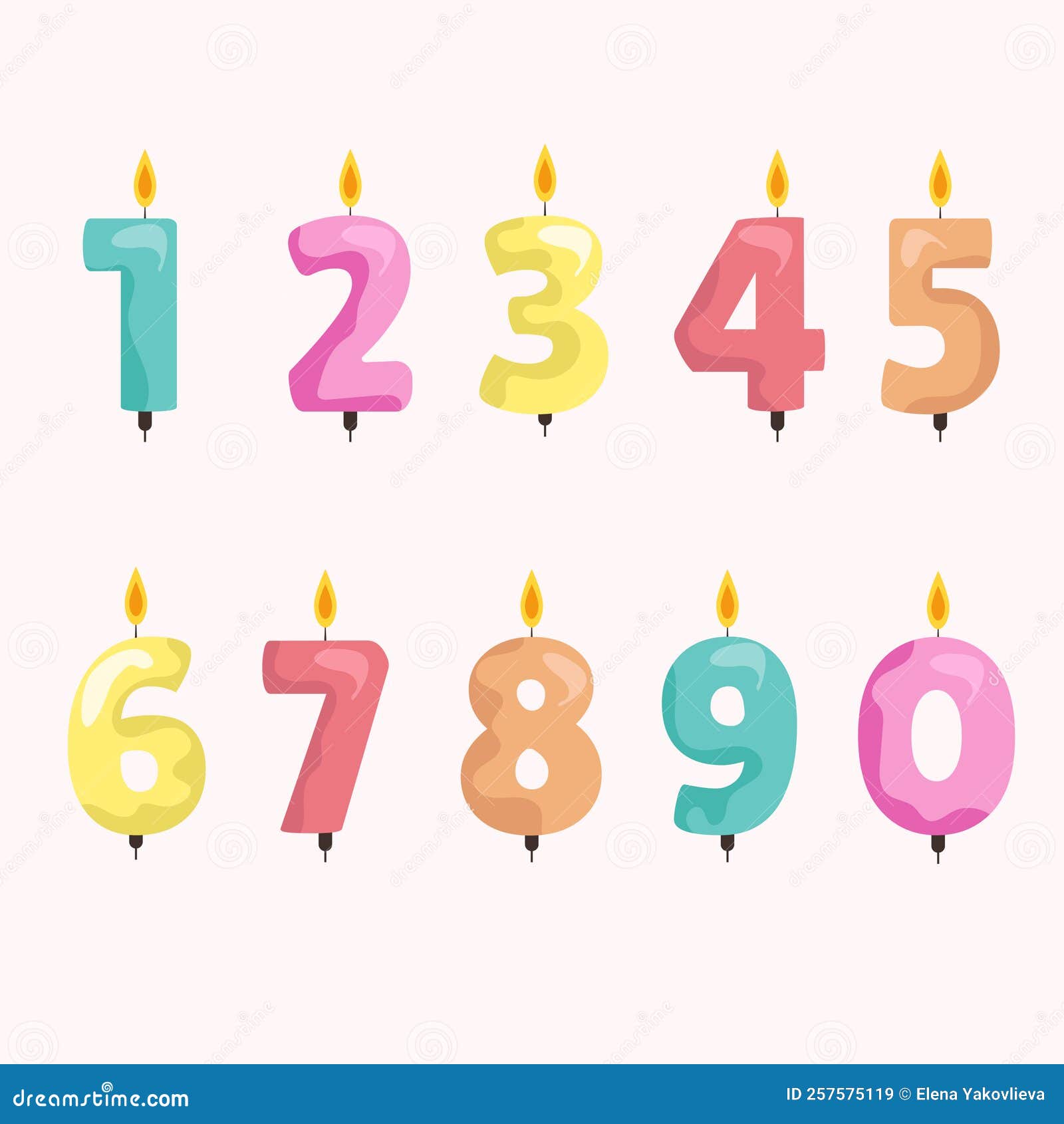 Candles for the Cake with the Number of Ages. Bright, Cartoon Candles ...