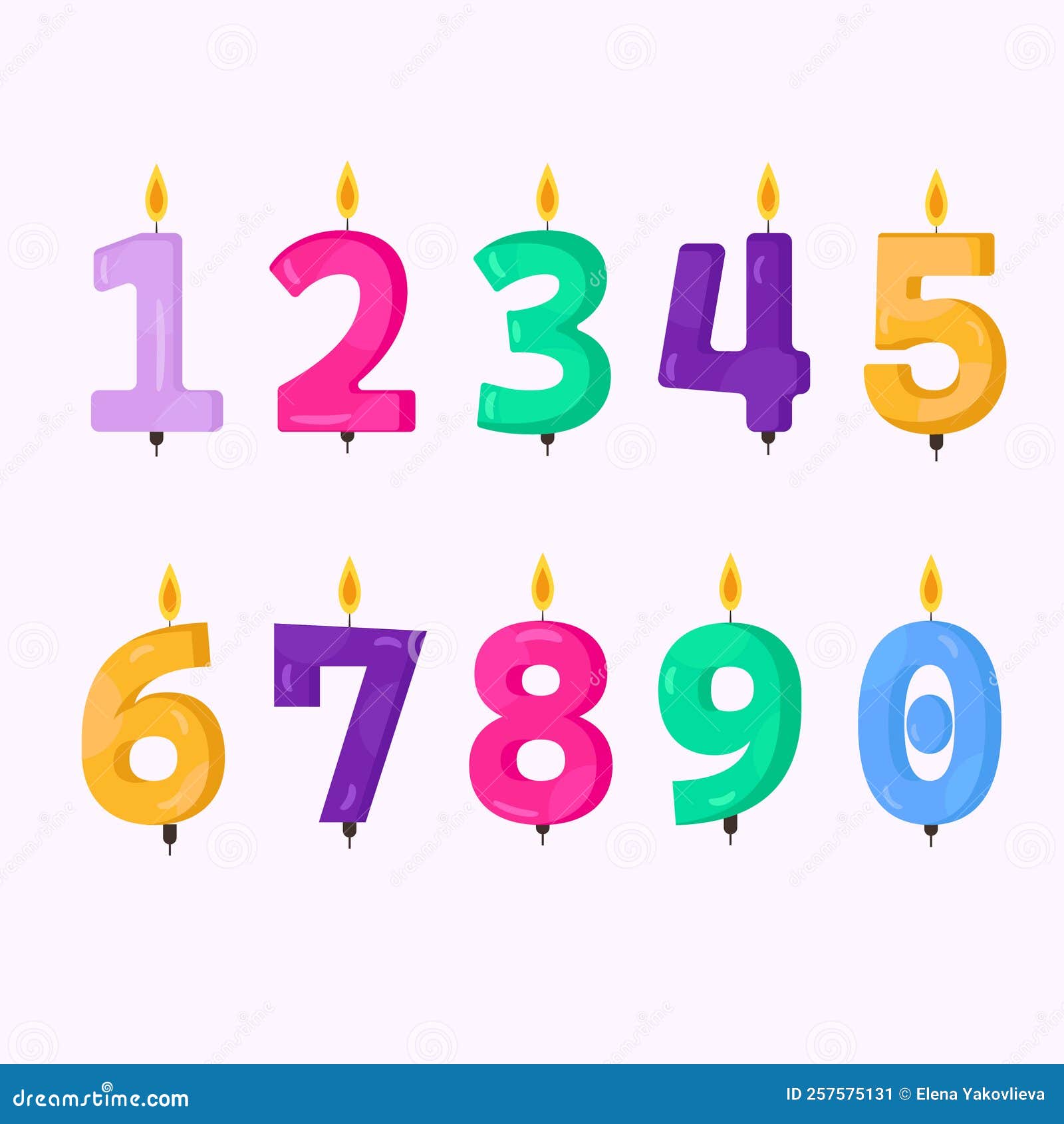 Candles for Cake with the Number of Ages in Cartoon Style Stock Vector ...