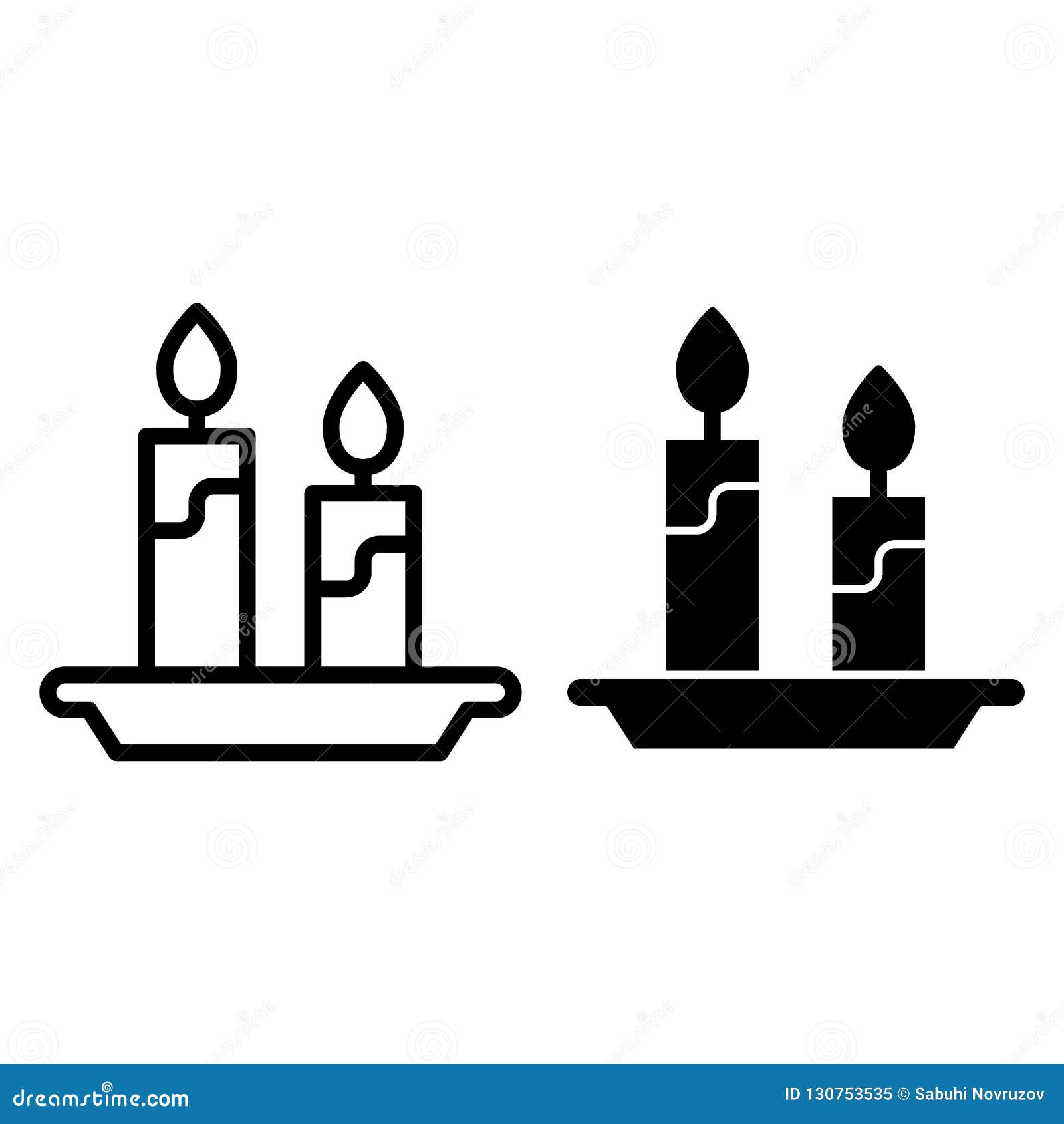 Candles and Candlestick Line and Glyph Icon. Flame Vector Illustration ... Candles and Candlestick Line and Glyph Icon. Flame Vector Illustration ...