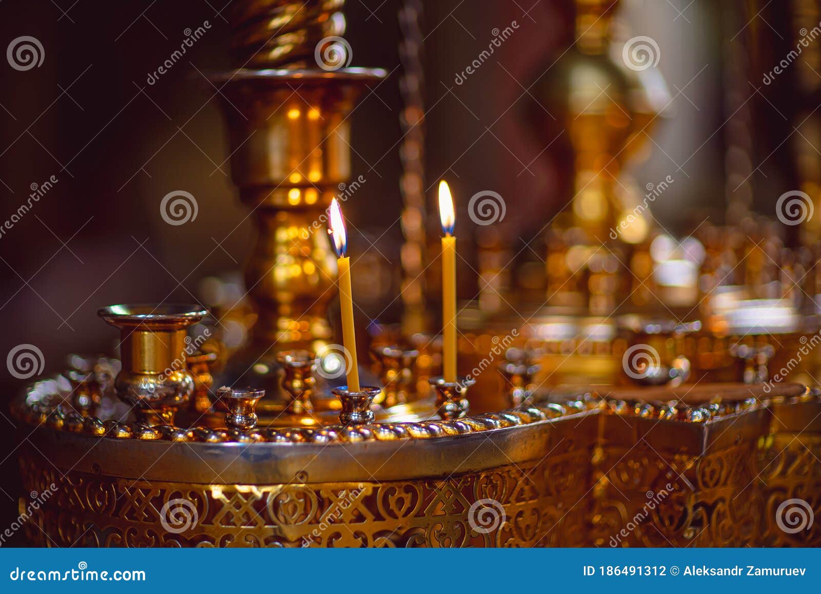 Candles in the Candlestick in the Temple Stock Photo - Image of ...
