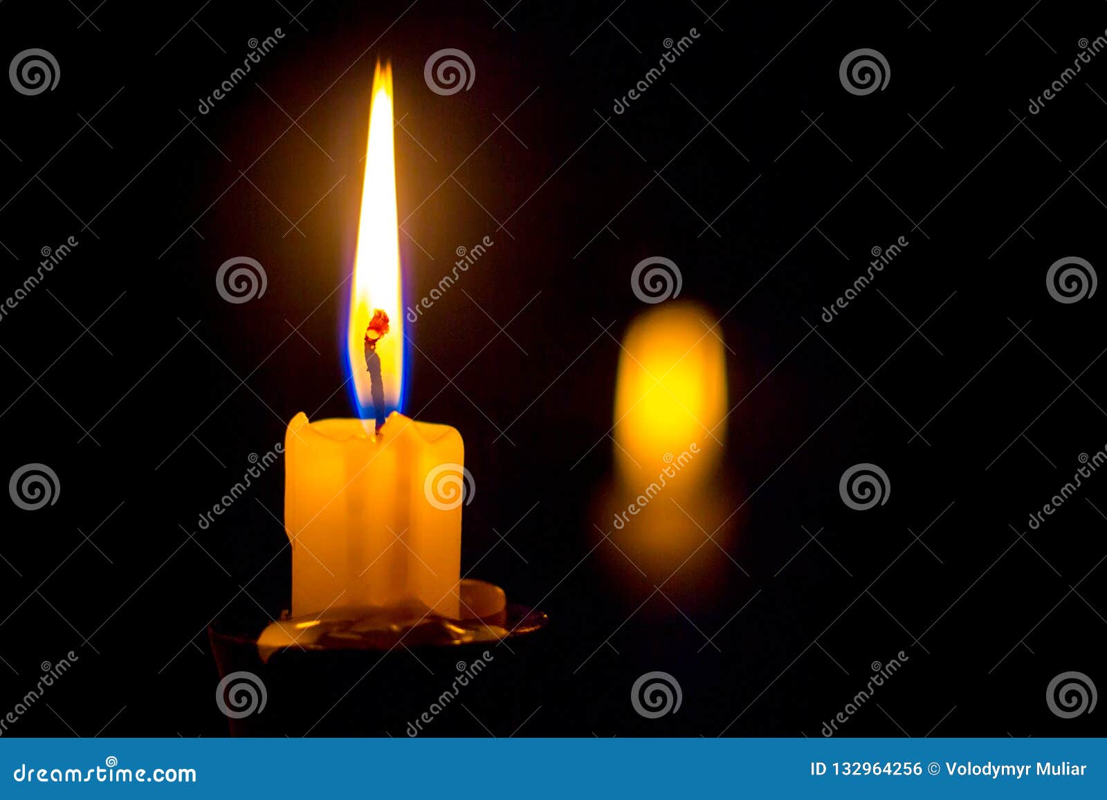 Candles on Candlestick, Which Burn Up with Bright Fire, on a Black ...