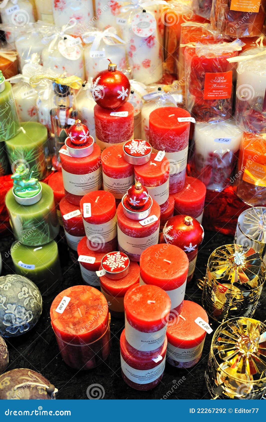 Candles in Christmas Market Stall Editorial Photography - Image of ...