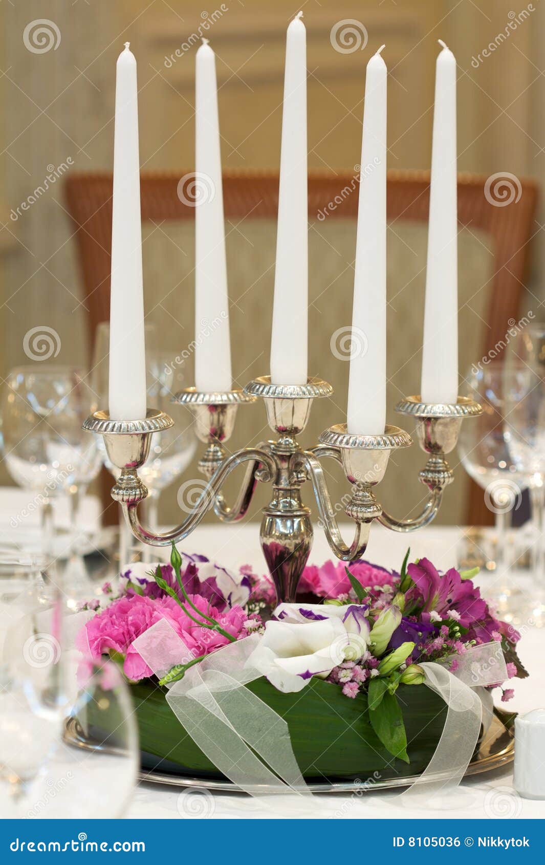 Candles with flowers stock photo. Image of arrangement - 8105036