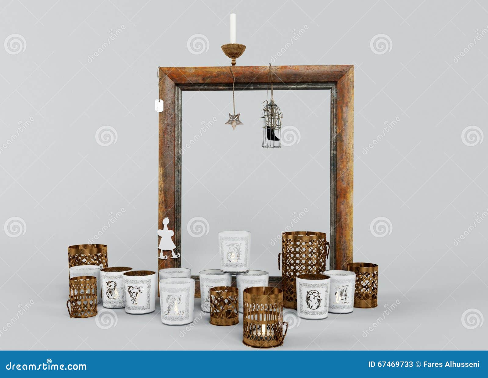 Candles with frame 3d stock illustration. Illustration of memories ...
