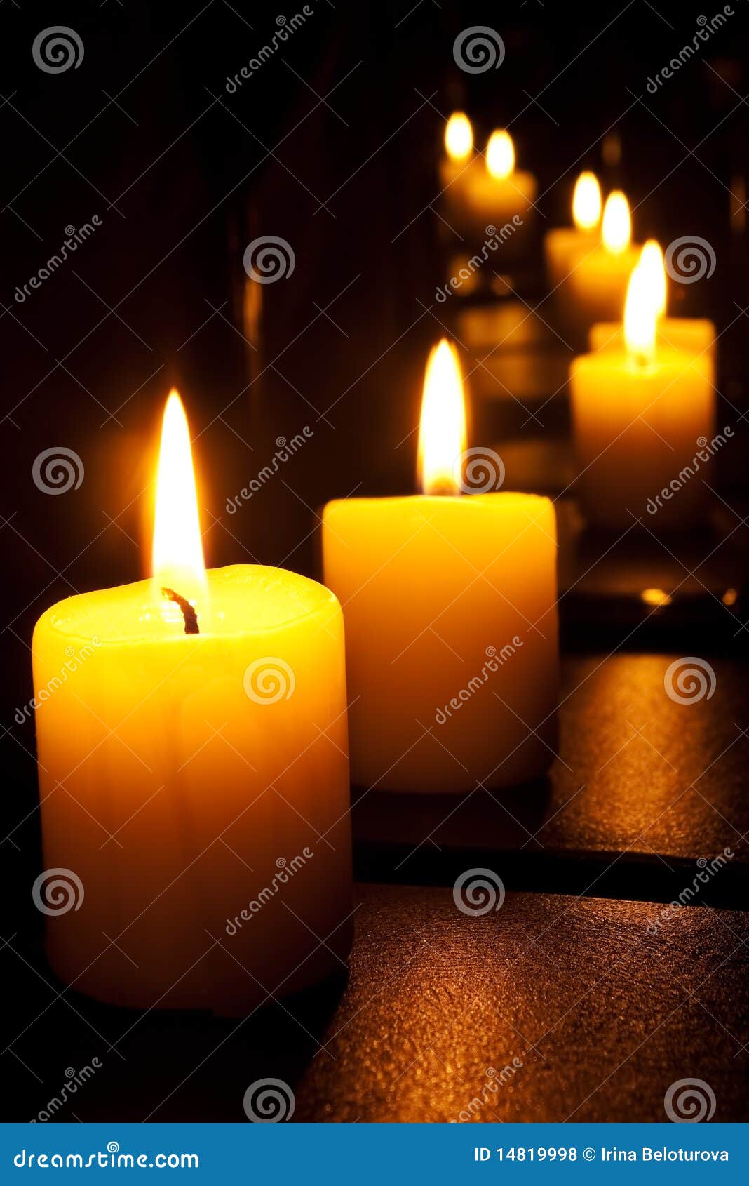 Candles in a mirror stock photo. Image of fire, reflexion - 14819998