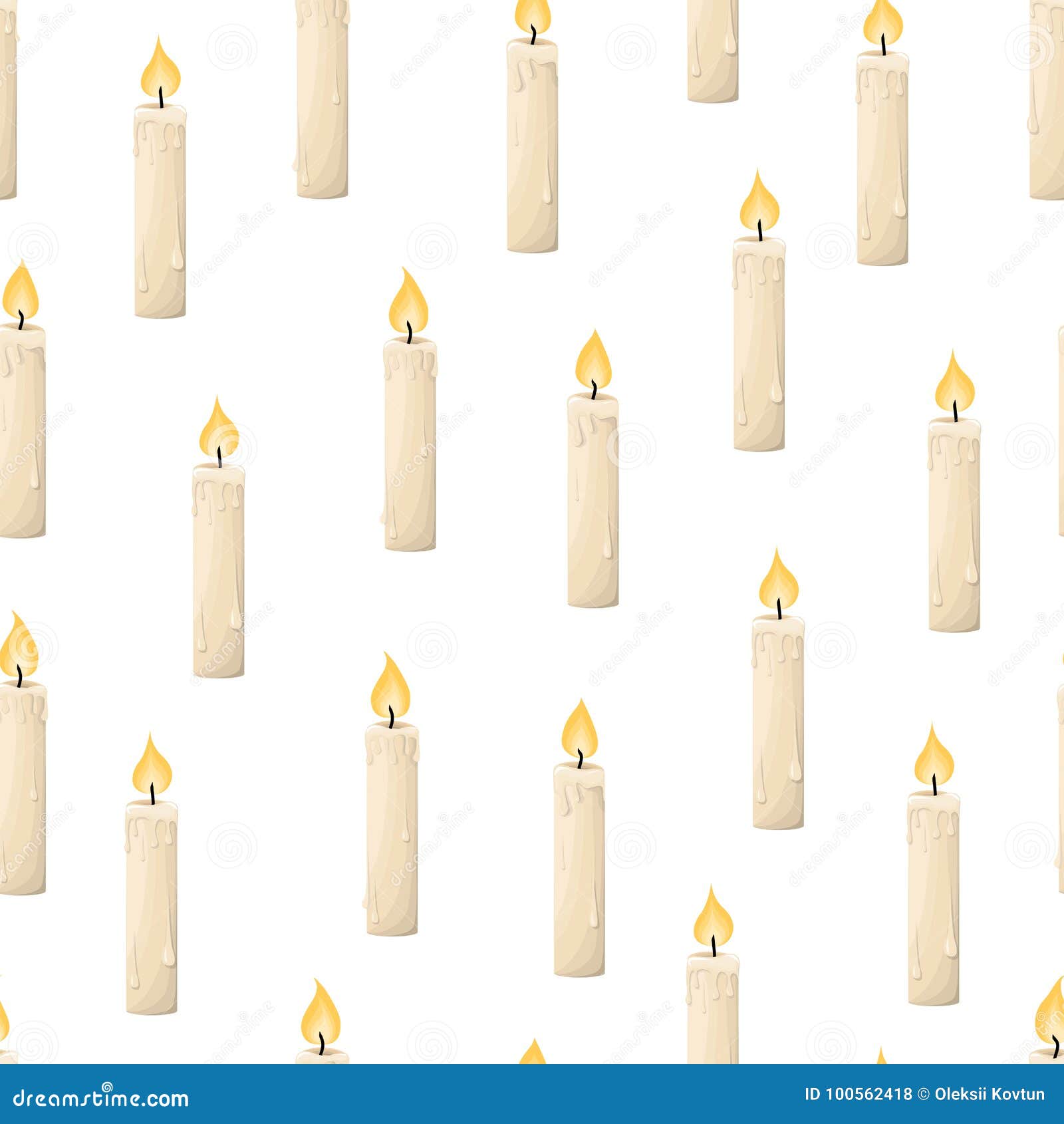 Candles Pattern. Vector Illustration. Set of Candles in Flat Cartoon ...