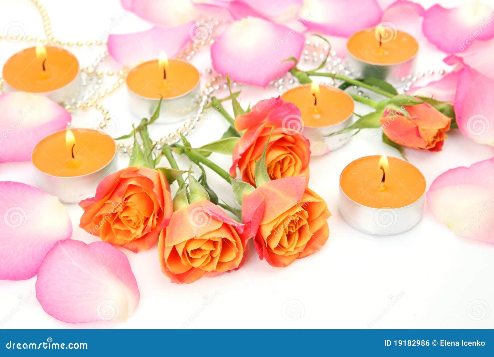 Candles and roses stock photo. Image of white, background - 19182986