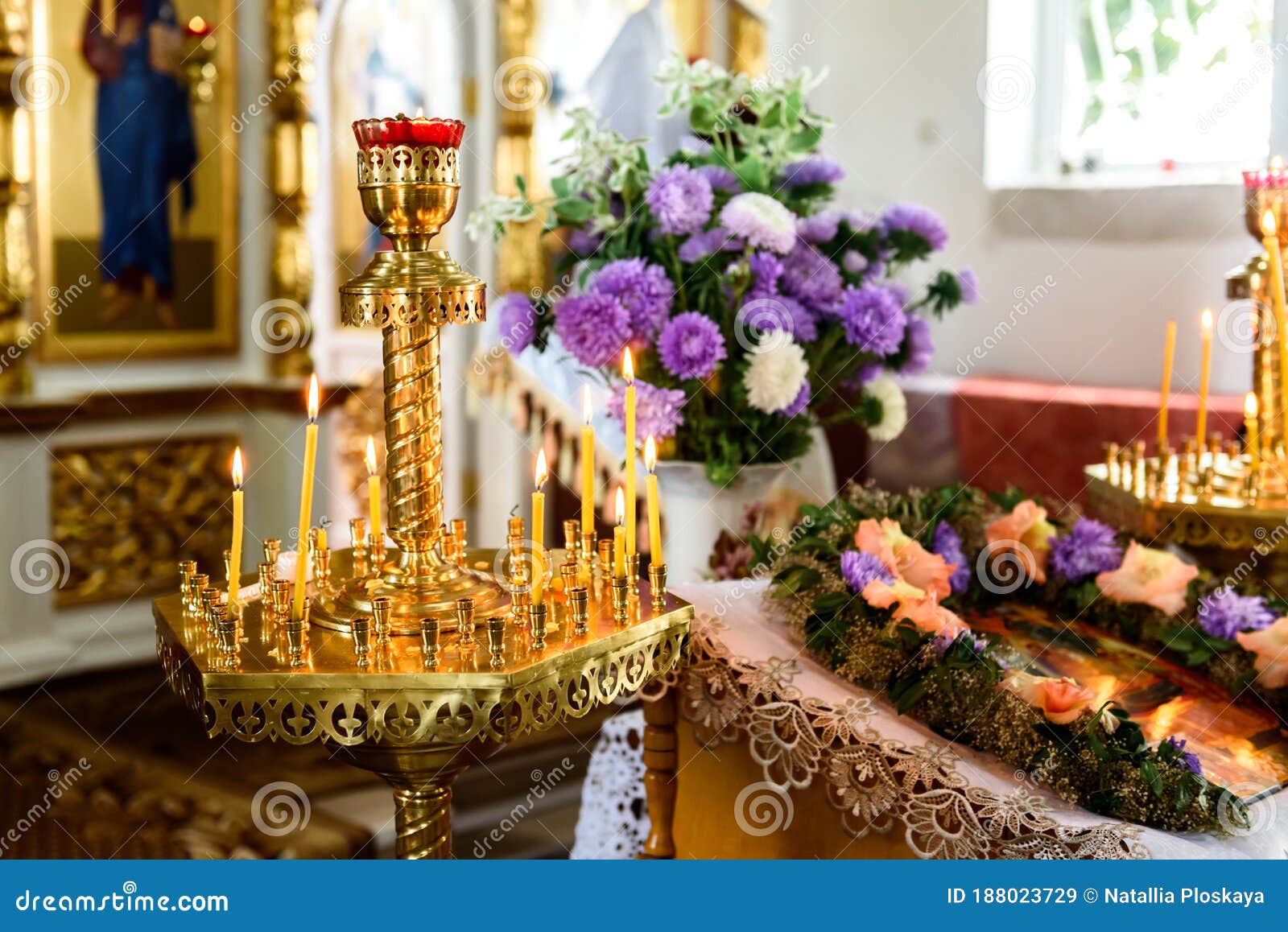 Candles in Russian Orthodox Church Stock Image - Image of candle, burn ...