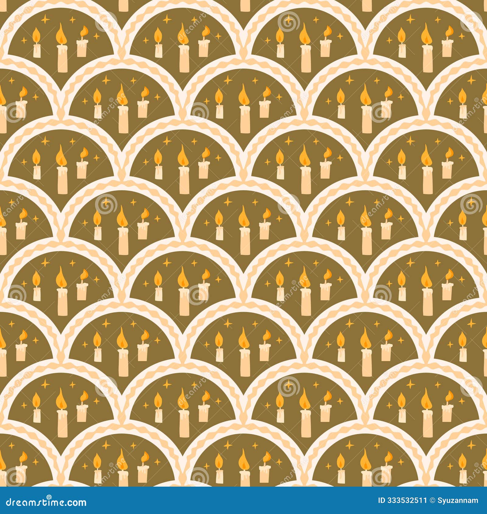 Candles Scallop Seamless Pattern. Stock Vector - Illustration of cover ...