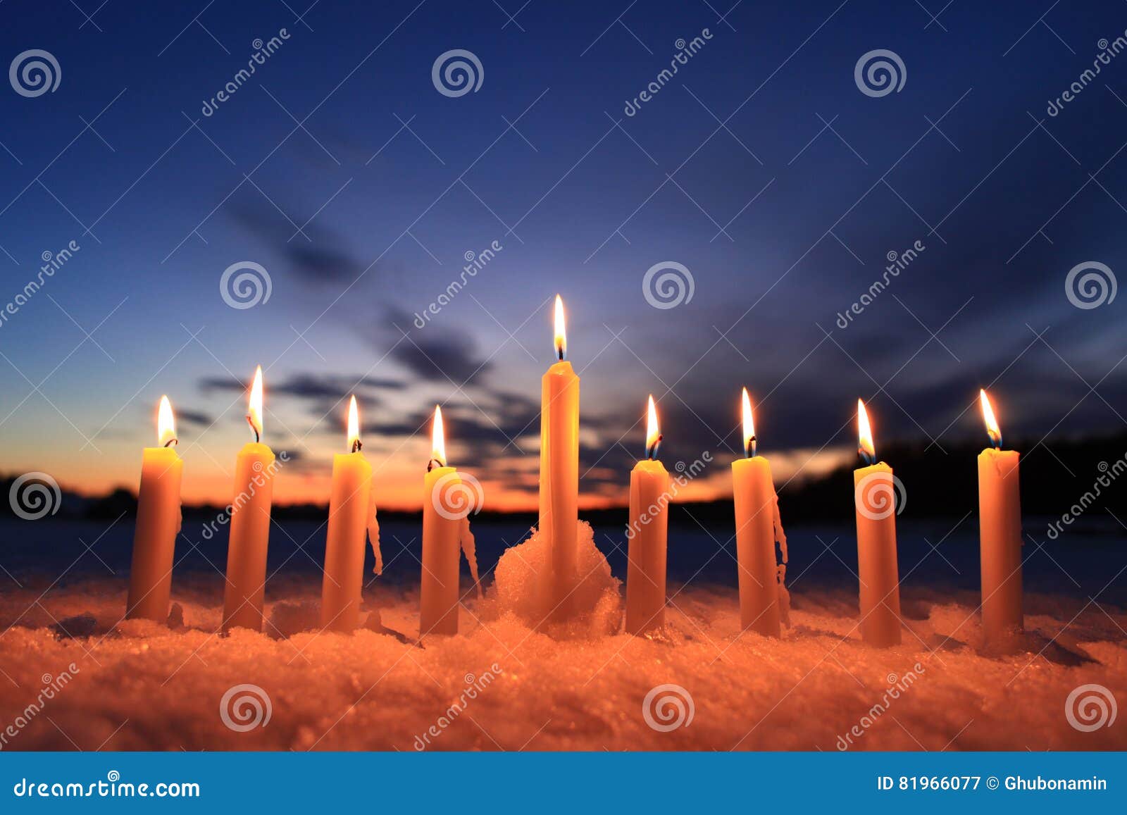 Candles in the Snow Outdoors Stock Image - Image of wonderland ...