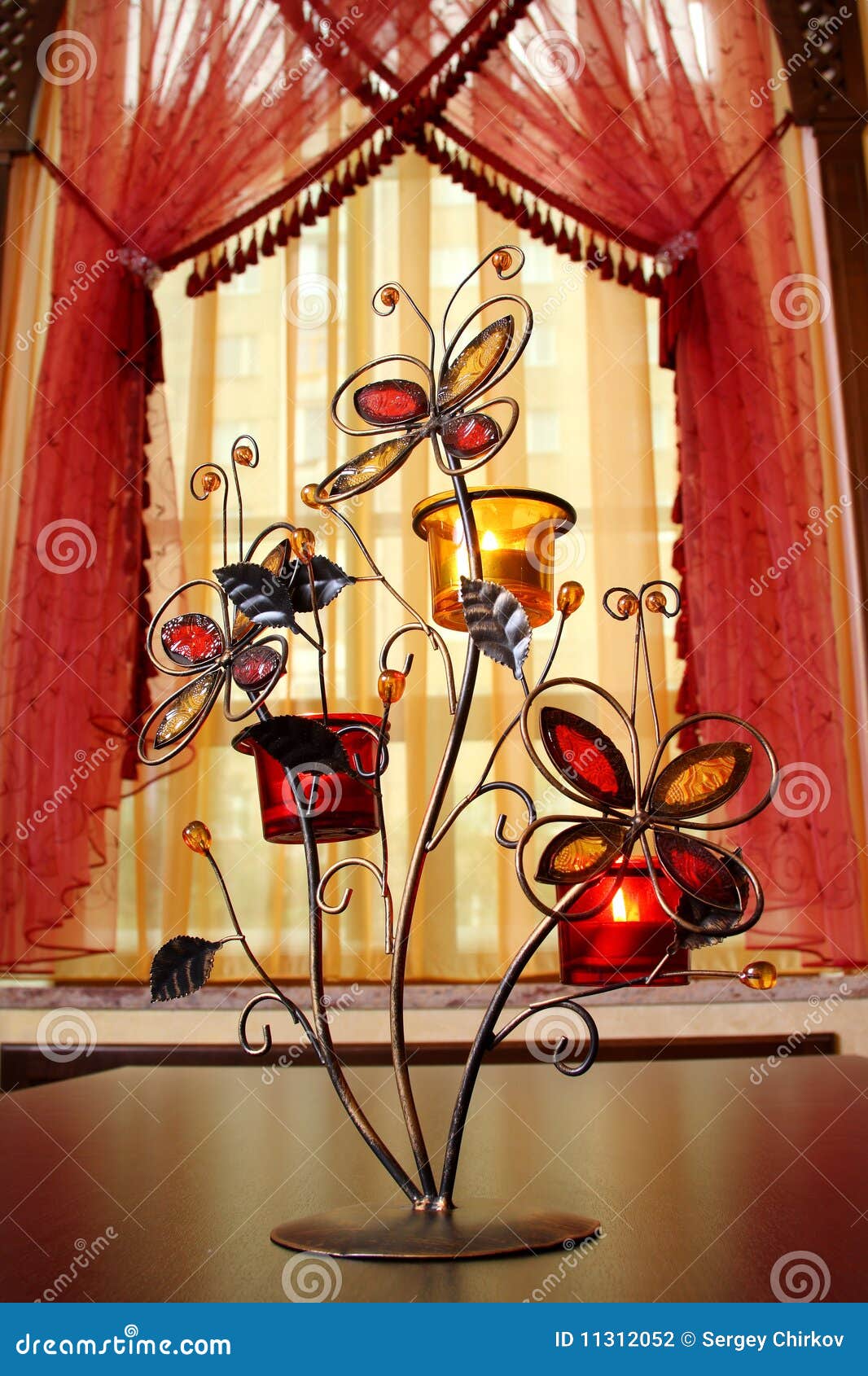 Candlestick stock photo. Image of curtain, portiere, fire - 11312052