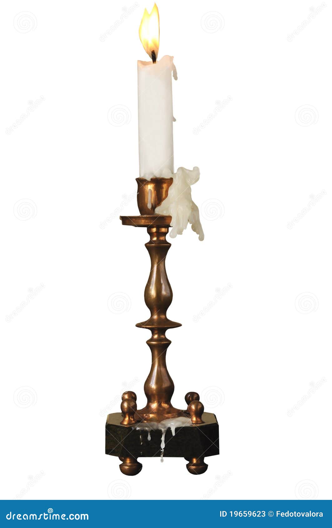 Candlestick Ancient with a Candle Stock Image - Image of atmosphere ...