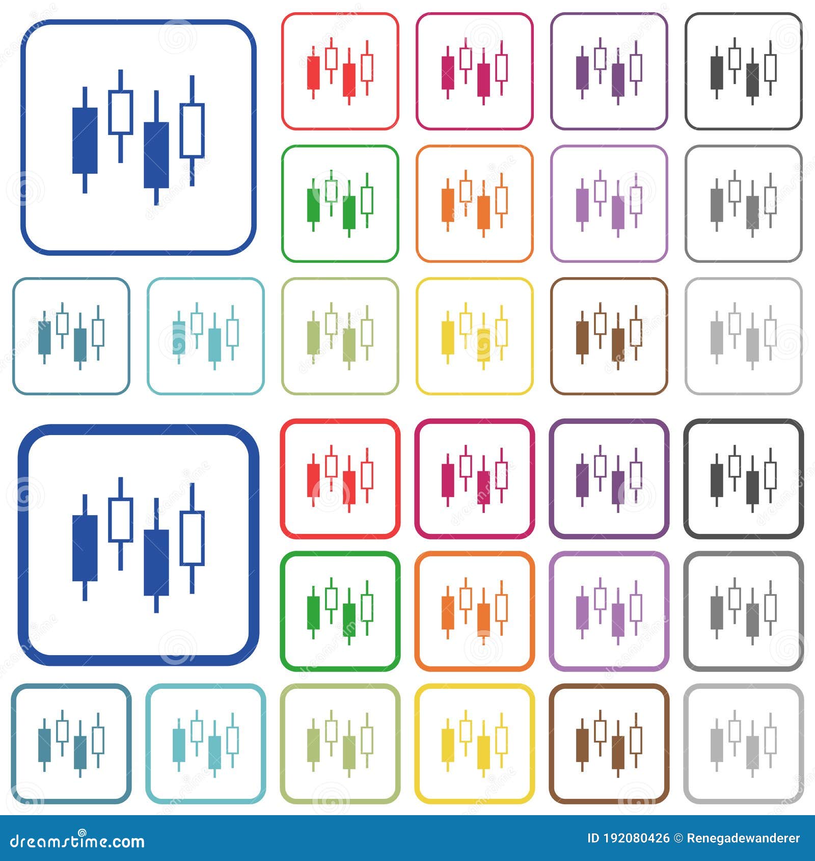 Candlestick Chart Outlined Flat Color Icons Stock Vector - Illustration of template, sell: 192080426