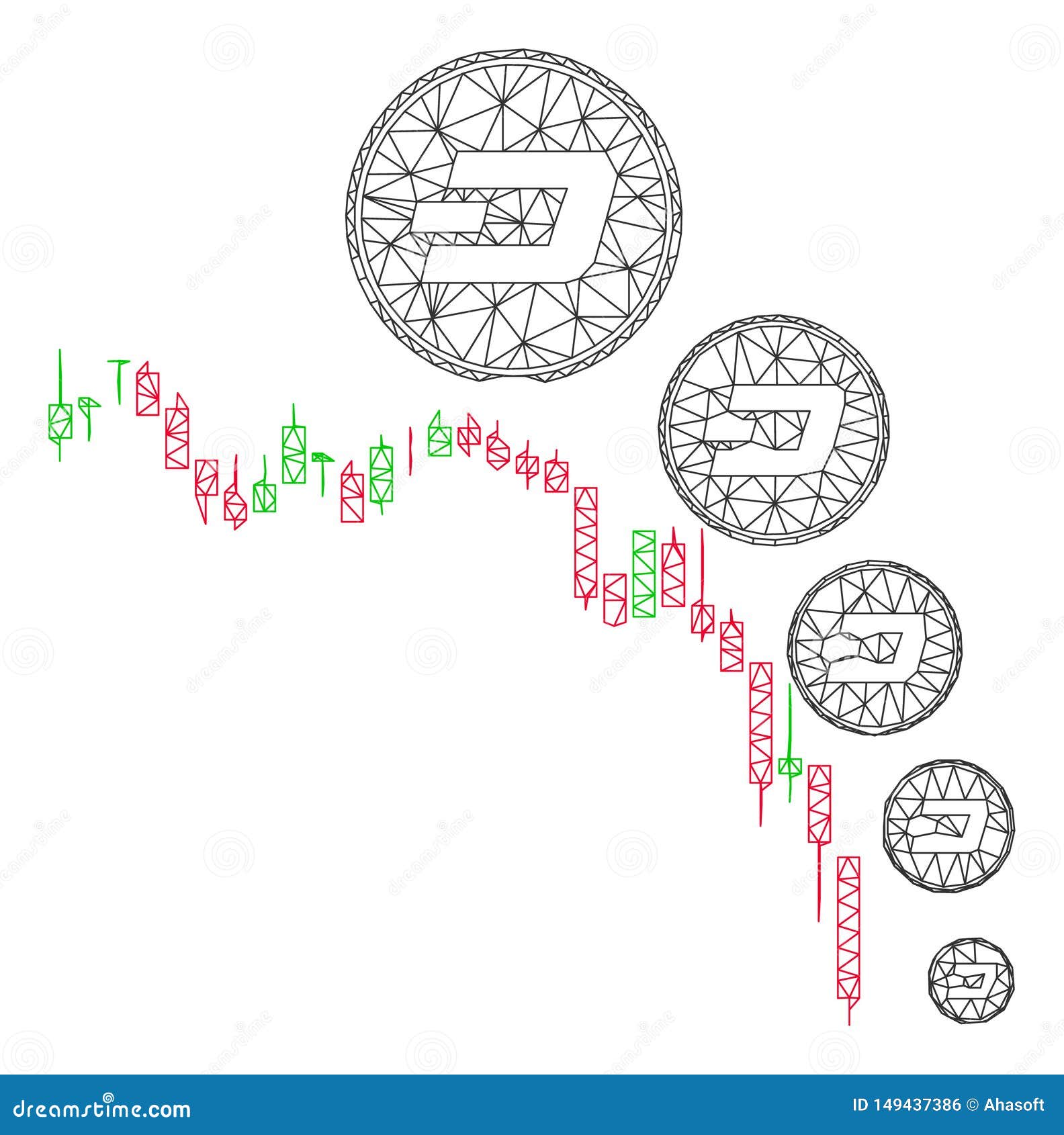 Candlestick Chart Dashcoin Deflation Polygonal Frame Vector Mesh ... Candlestick Chart Dashcoin Deflation Polygonal Frame Vector Mesh ...