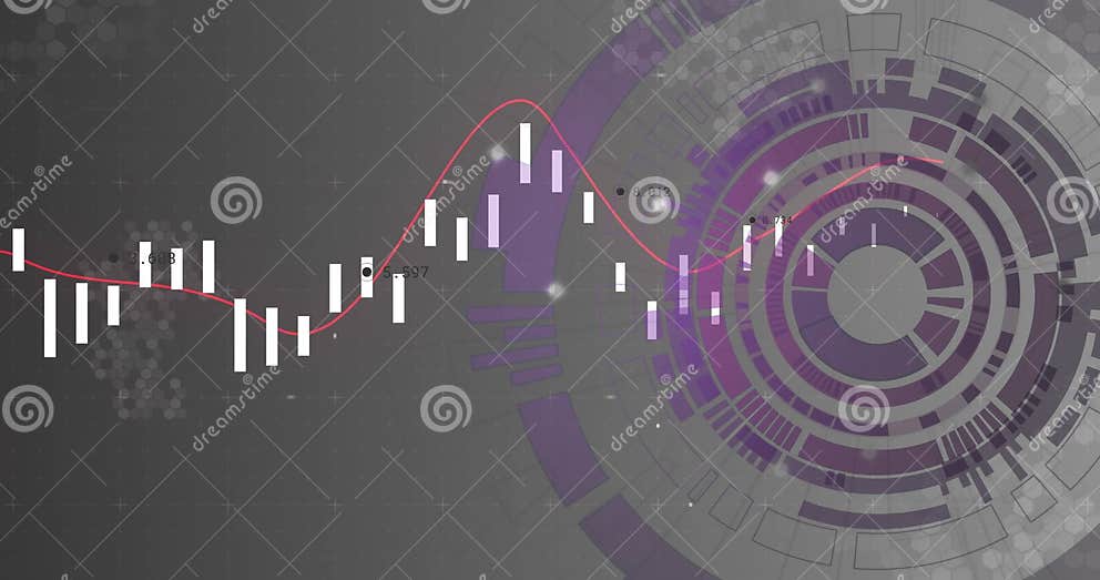 Candlestick Chart and Data Visualization Over Abstract Circular Image ...