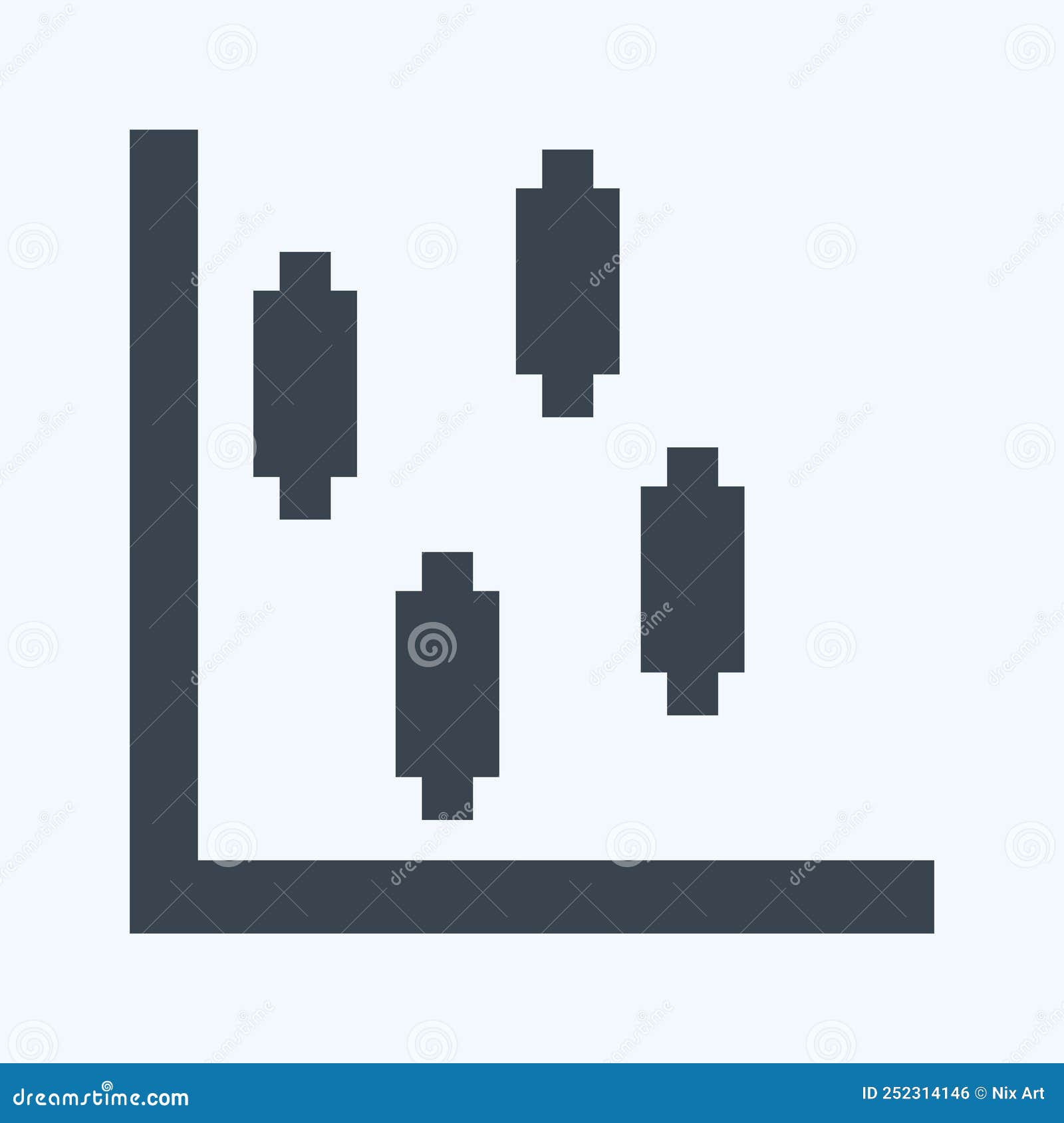 Candlestick Chart Icon in Trendy Glyph Style Isolated on Soft Blue ...