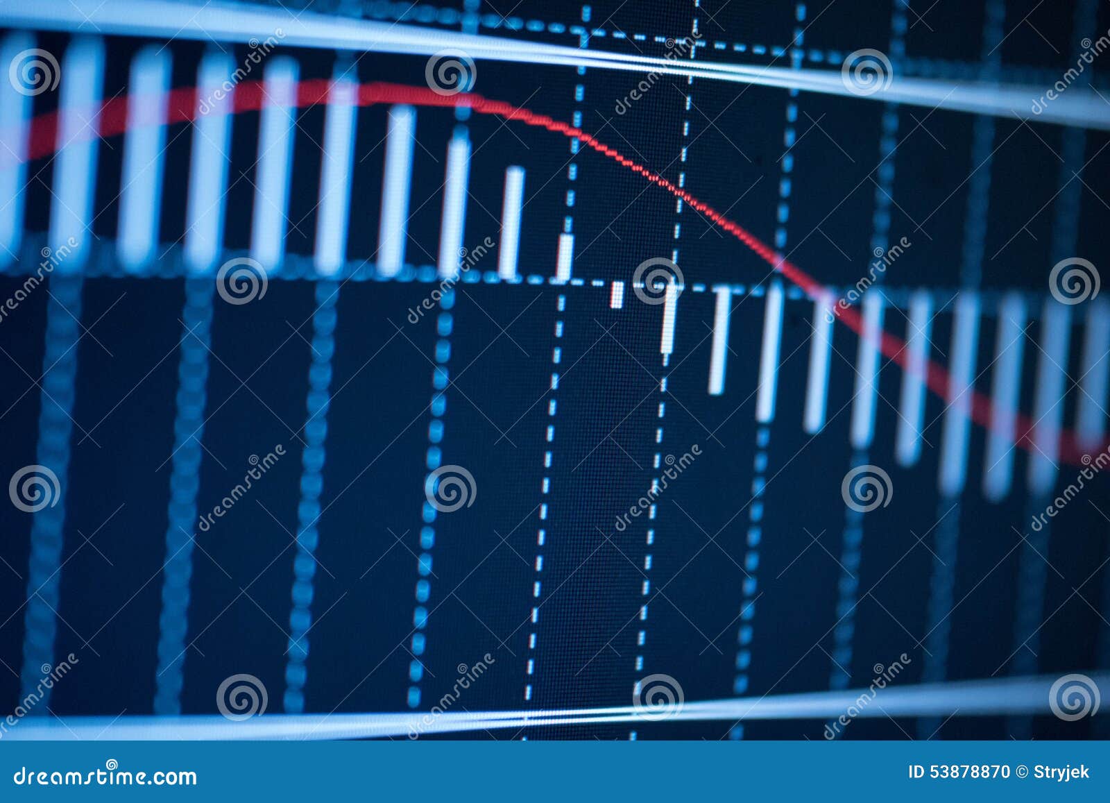 Candlestick Chart Showing a Decreasing Trend Stock Photo - Image of ...
