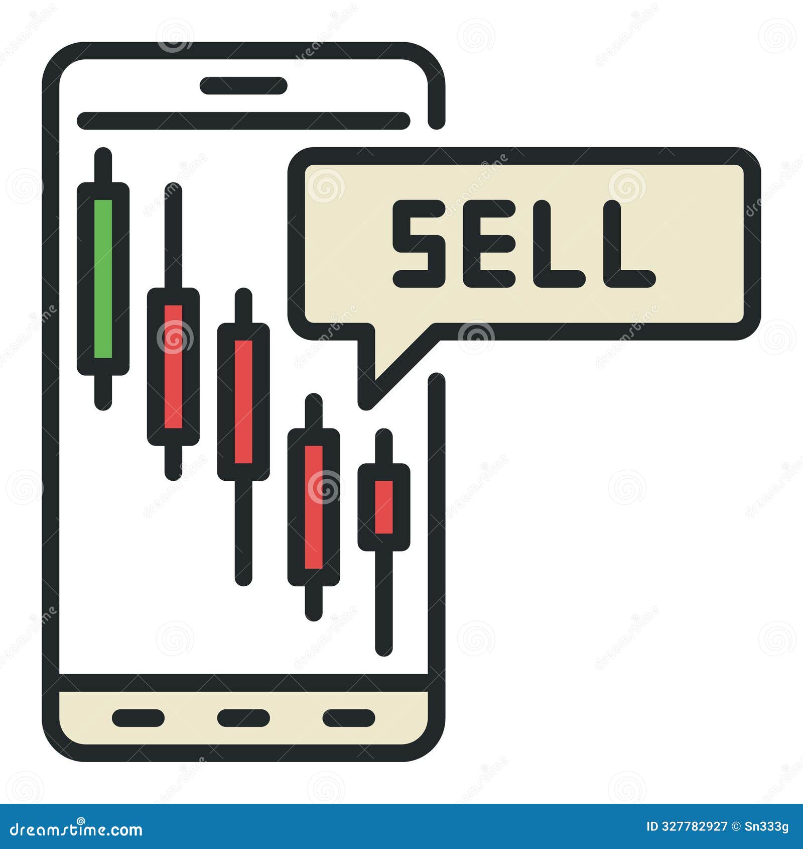 Candlestick Chart on Smart Phone Screen Vector Price Movements Colored ...