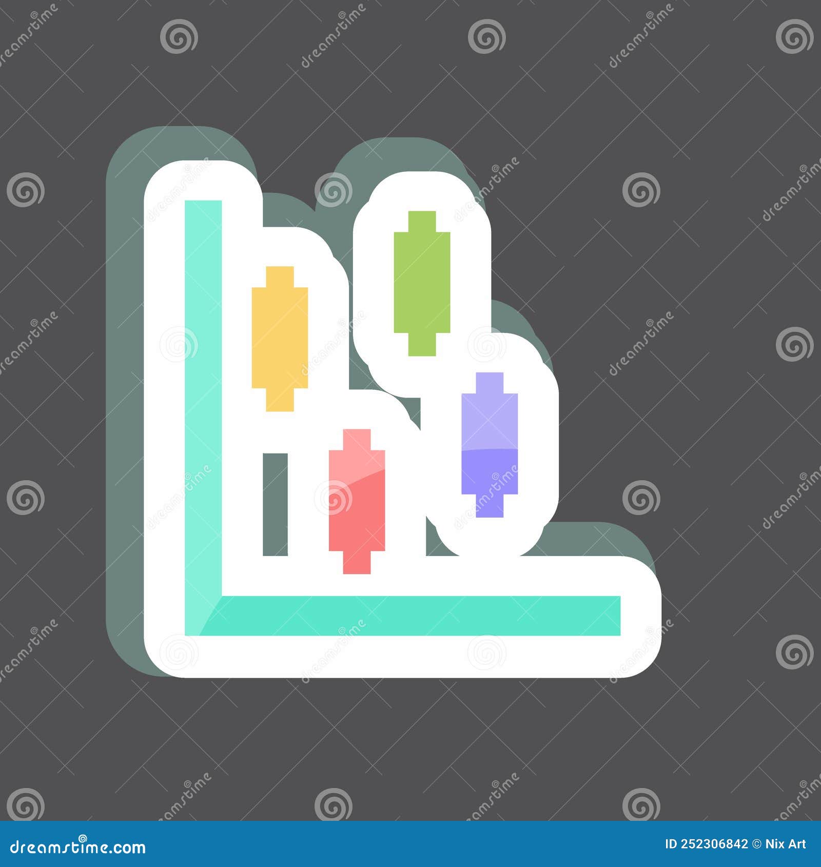 Candlestick Chart Sticker in Trendy Isolated on Black Background Stock ...