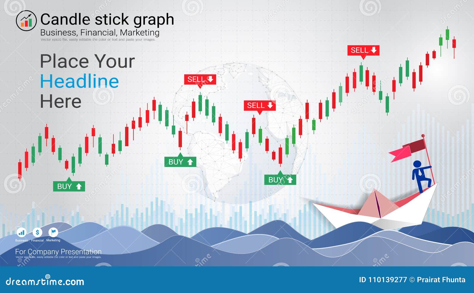 Candlestick and Financial Graph Charts, Infographic Presentations ...